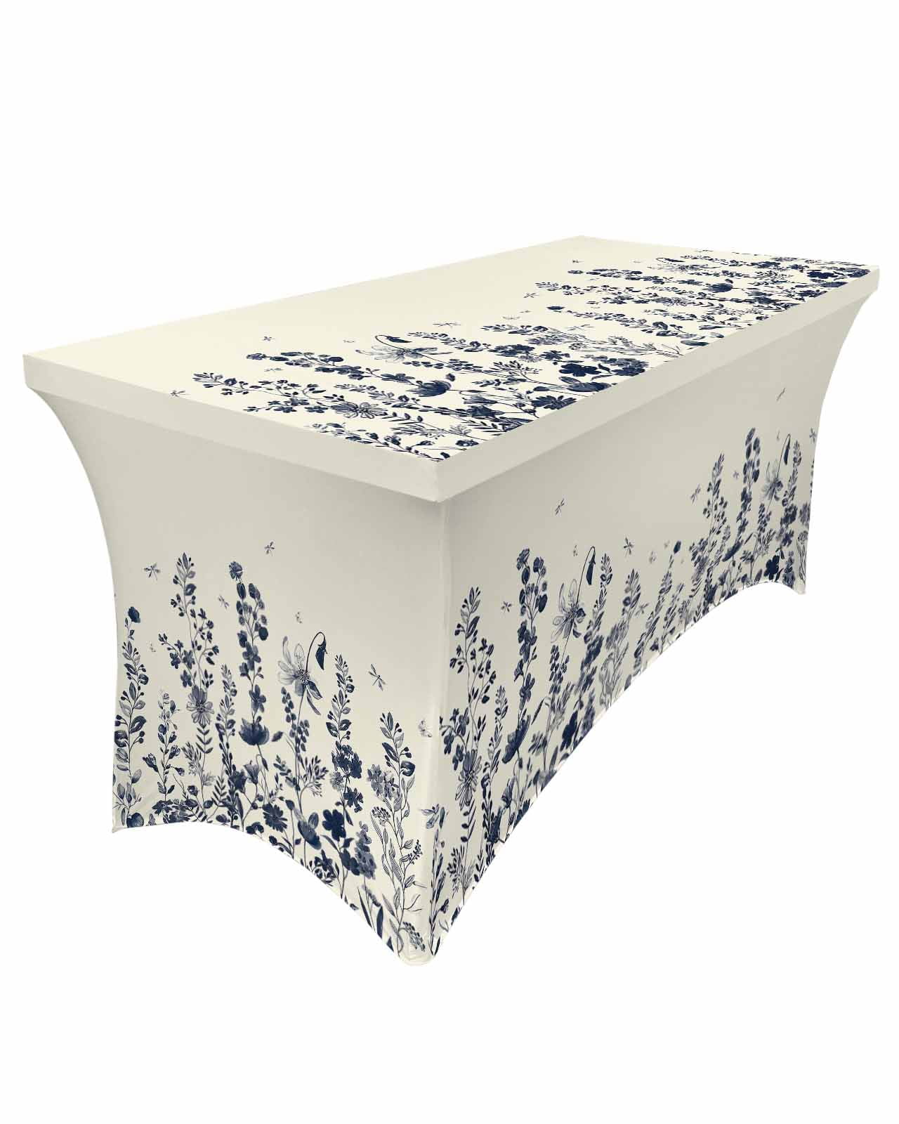 Flowers Foliage Dragonflies Vintage Elastic Table Skirt Wedding Hotel ...