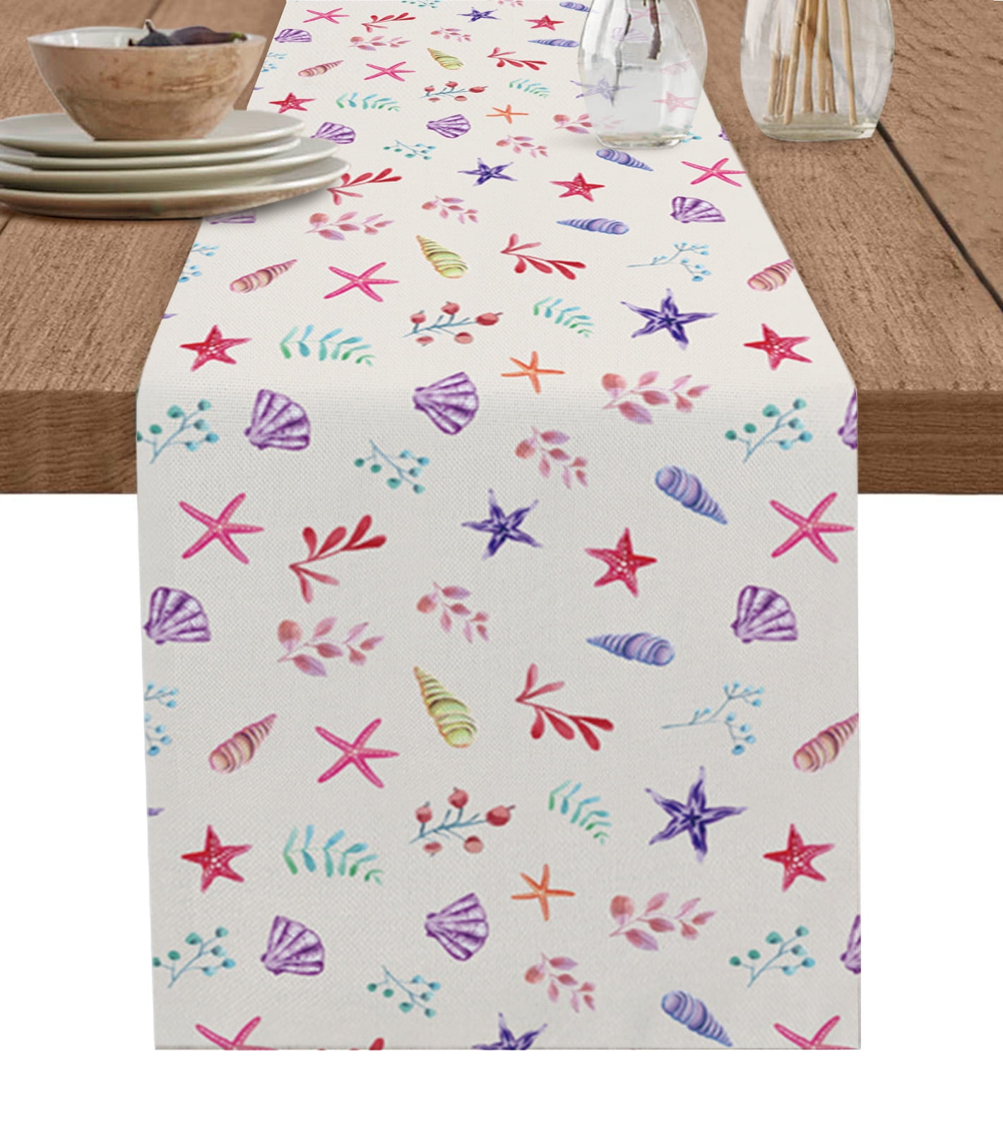 Flowers Foliage Gradient Shells Star Table Runner ration Home r Dinner ...
