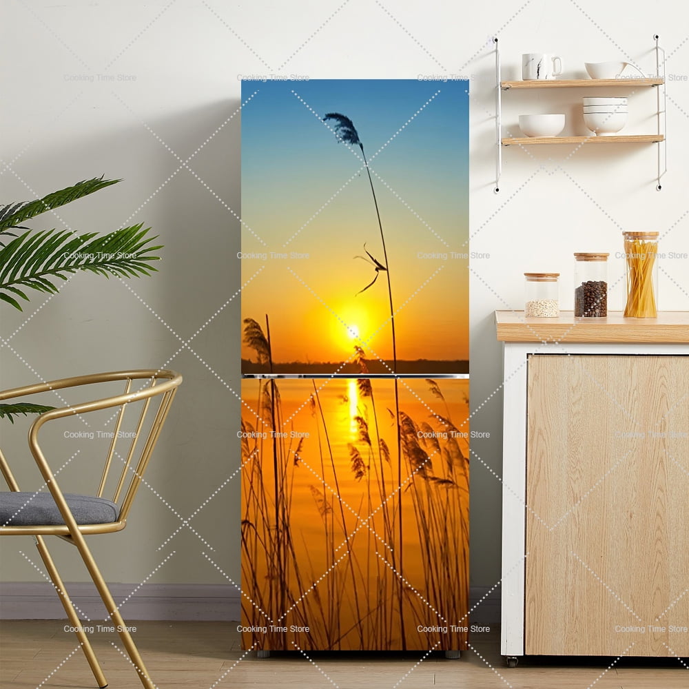 Flowers Fridge Wrap Stickers Peel and Stick Vinyl Sunset Sunset ...