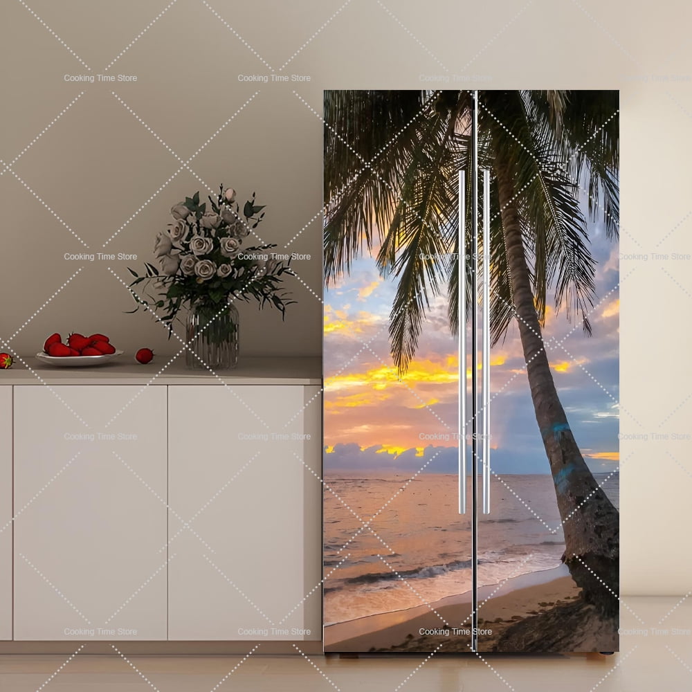 Flowers Fridge Wrap Stickers Peel and Stick Vinyl Sunset Sunset ...