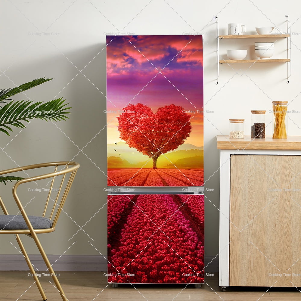 Flowers Fridge Wrap Stickers Peel and Stick Vinyl Sunset Sunset ...