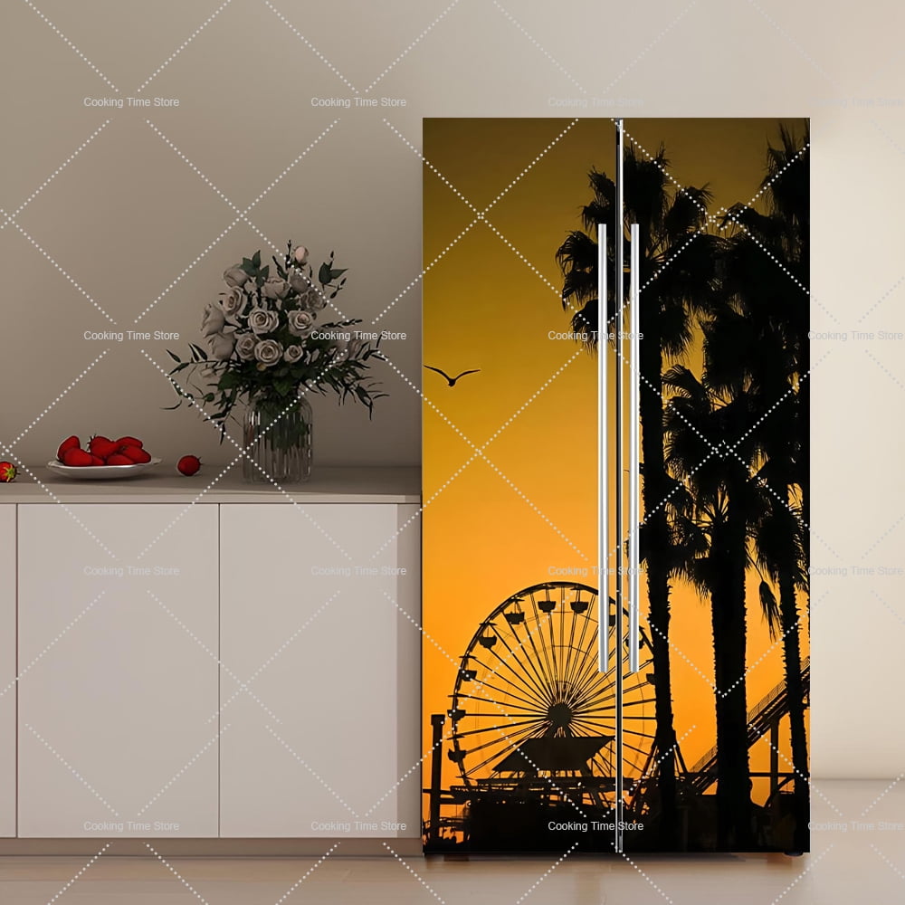 Flowers Fridge Wrap Stickers Peel and Stick Vinyl Sunset Sunset ...