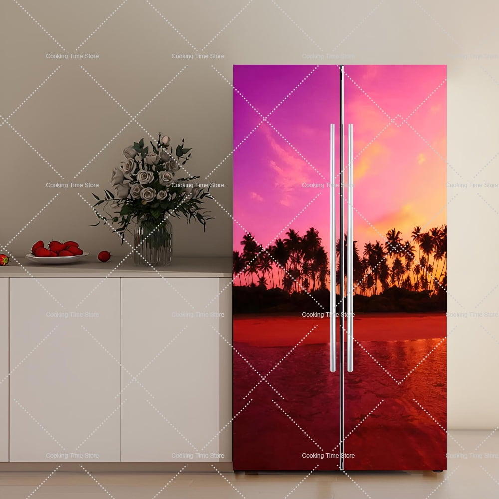 Flowers Fridge Wrap Stickers Peel and Stick Vinyl Sunset Sunset ...