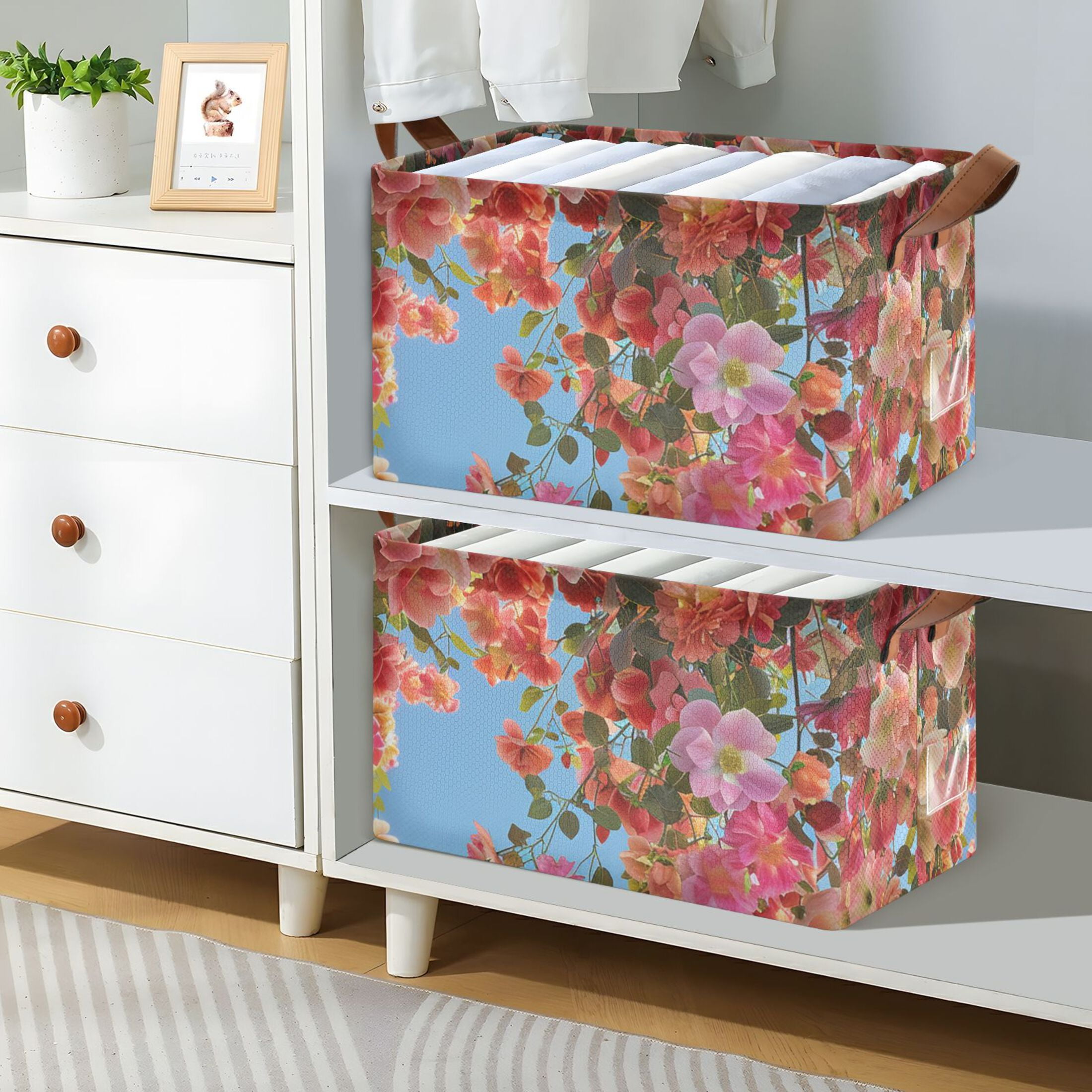 Flowers Garden Roses Foldable Storage Large Fabric Storage Baskets ...