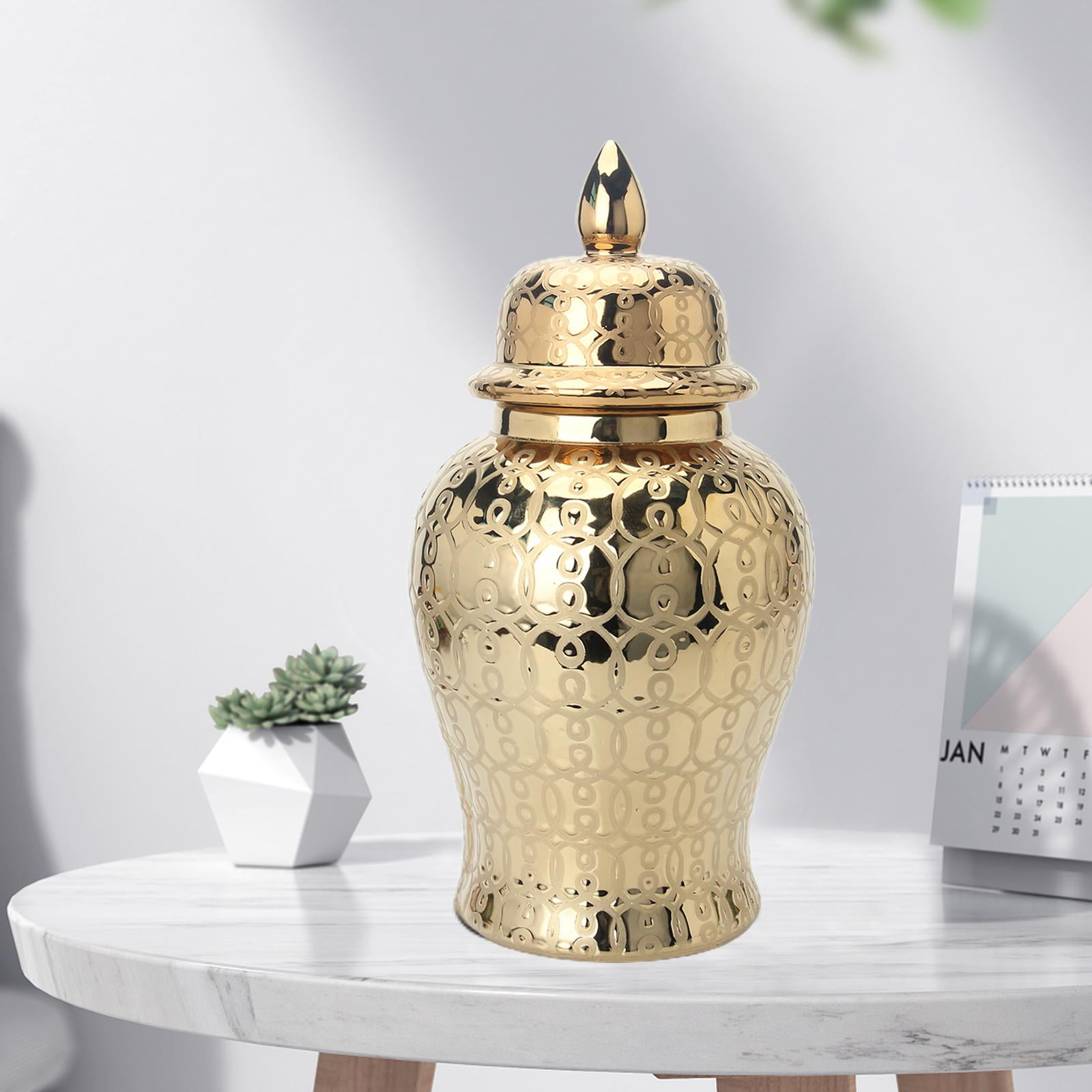 Flowers Ginger Jar with Lids Porcelain Flowers Vase Handicraft Storage ...