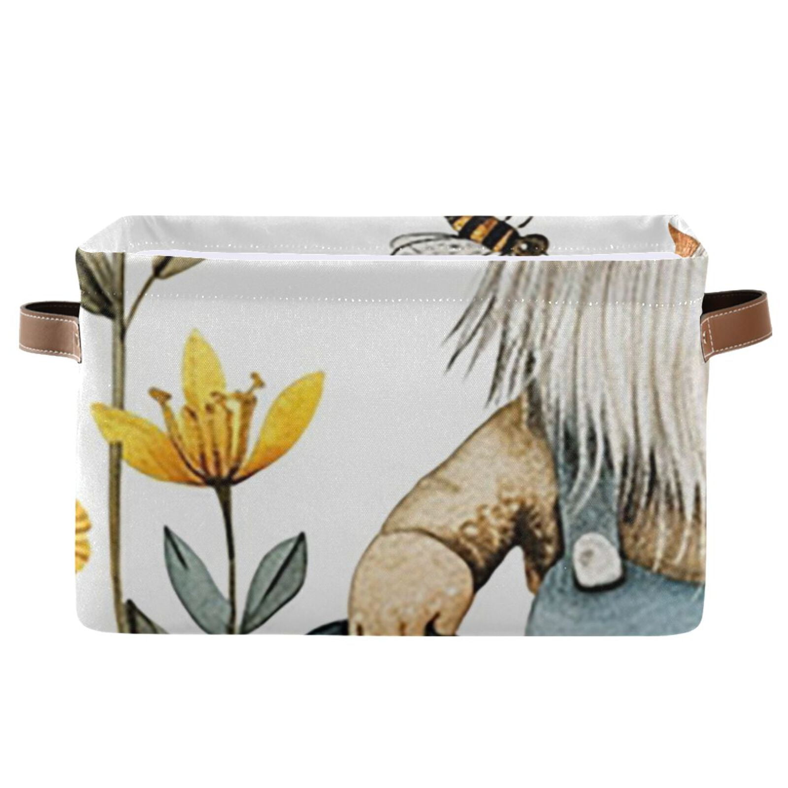 Flowers Gnome Bees Storage Bins Baskets With Handles Storage Box ...