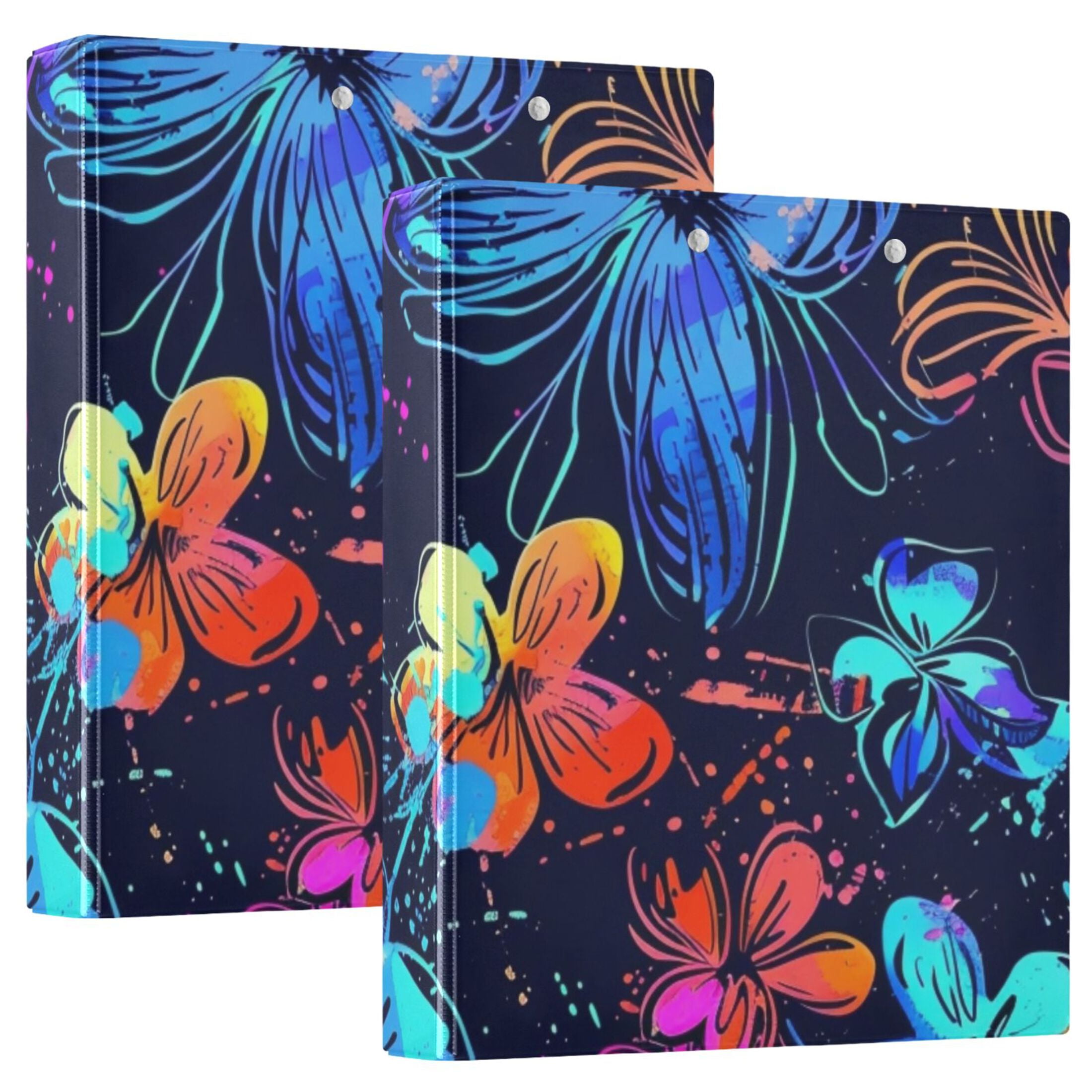 Flowers Graffiti 3 Ring Binders 1.5 inch Hardcover File Folders with ...