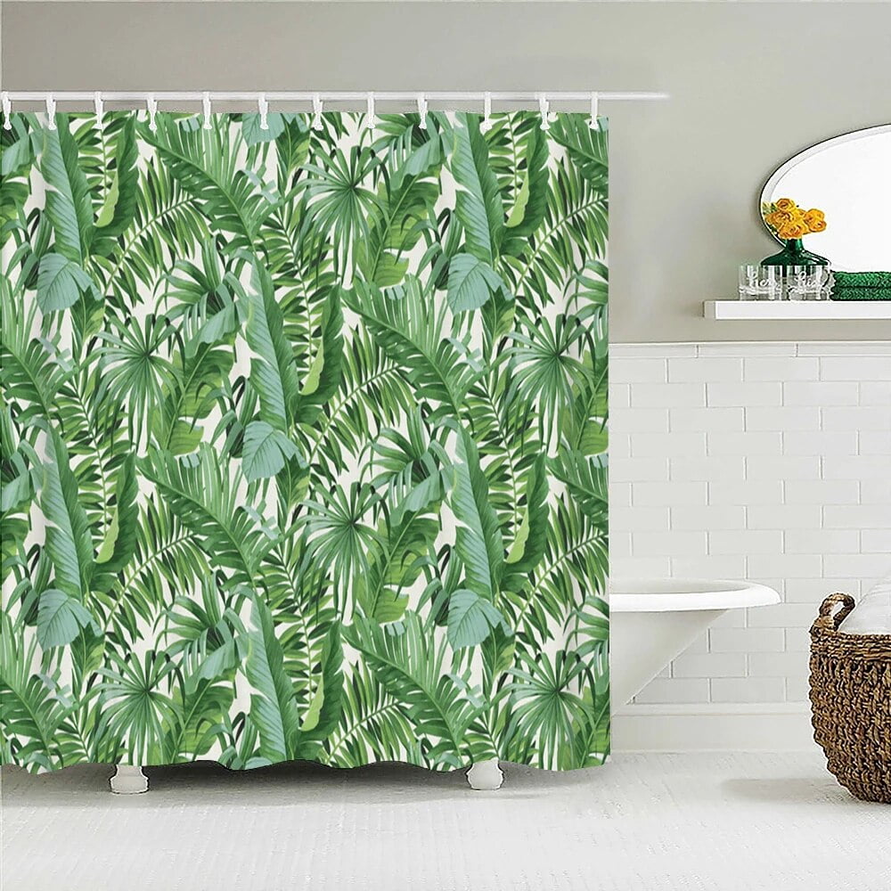 Flowers Grass Green Plants Waterproof Shower Curtains For Bathroom Bath ...