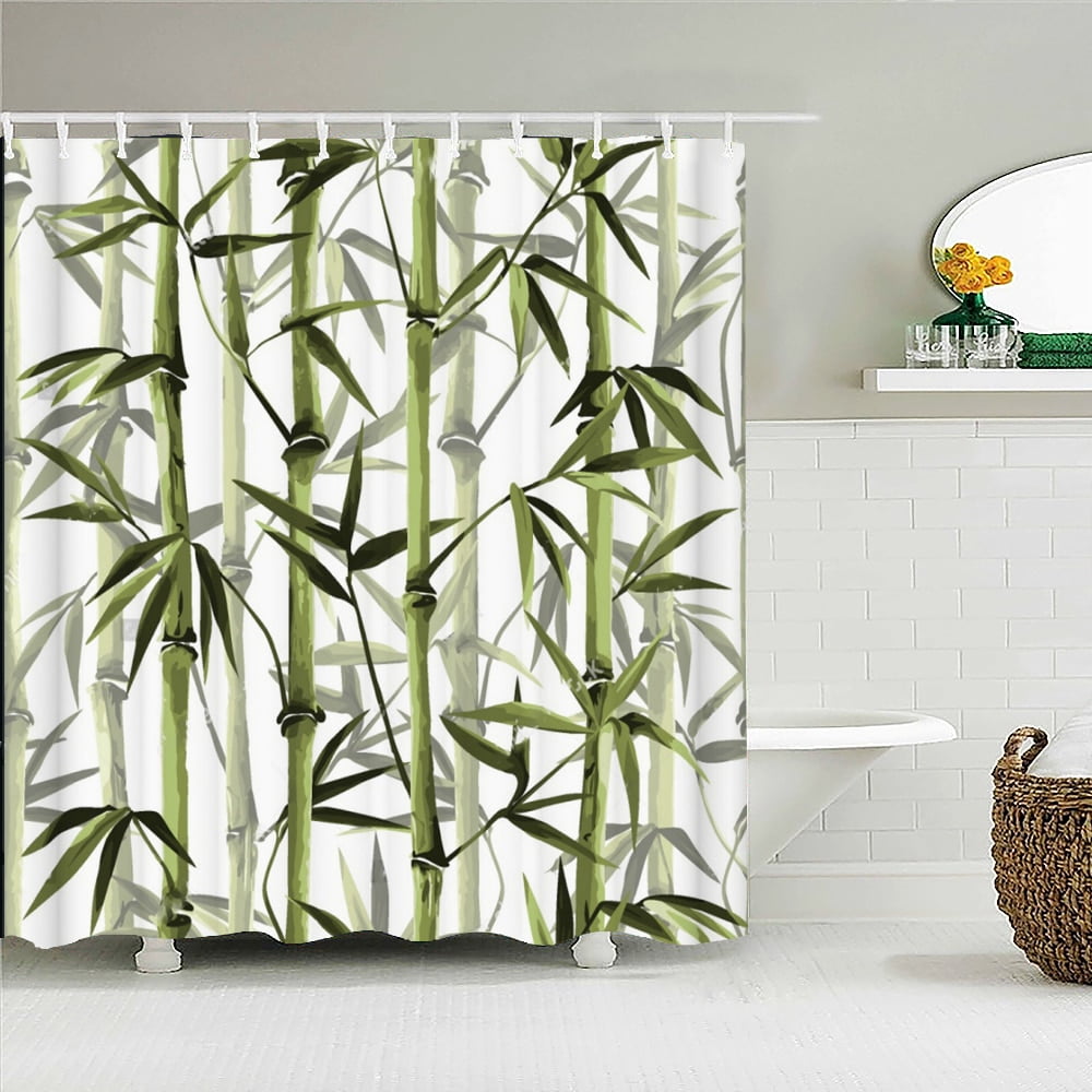 Flowers Grass Green Plants Waterproof Shower Curtains For Bathroom Bath