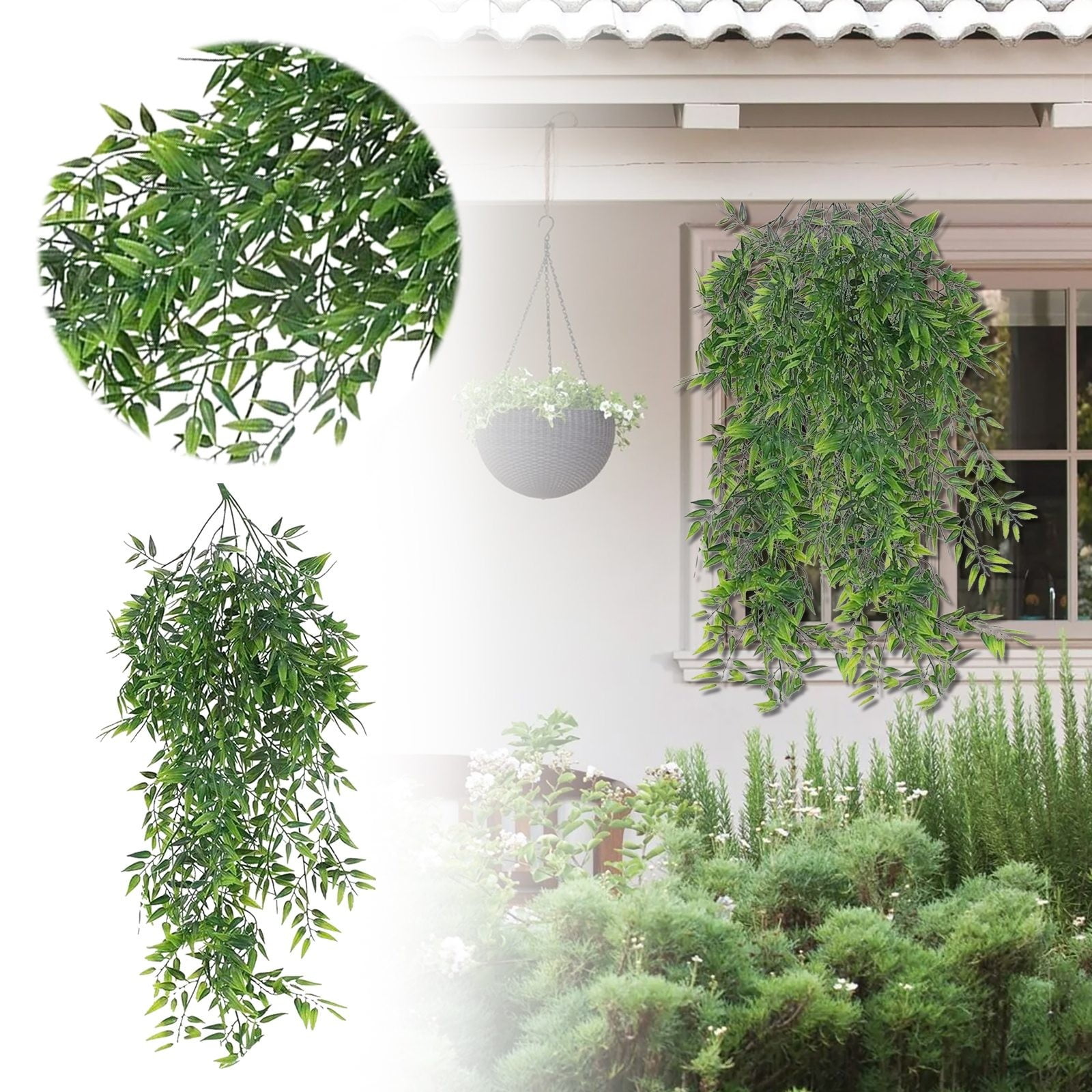 Flowers Green Fern Vine Persian Rattan Hanging Green Wall Decoration ...
