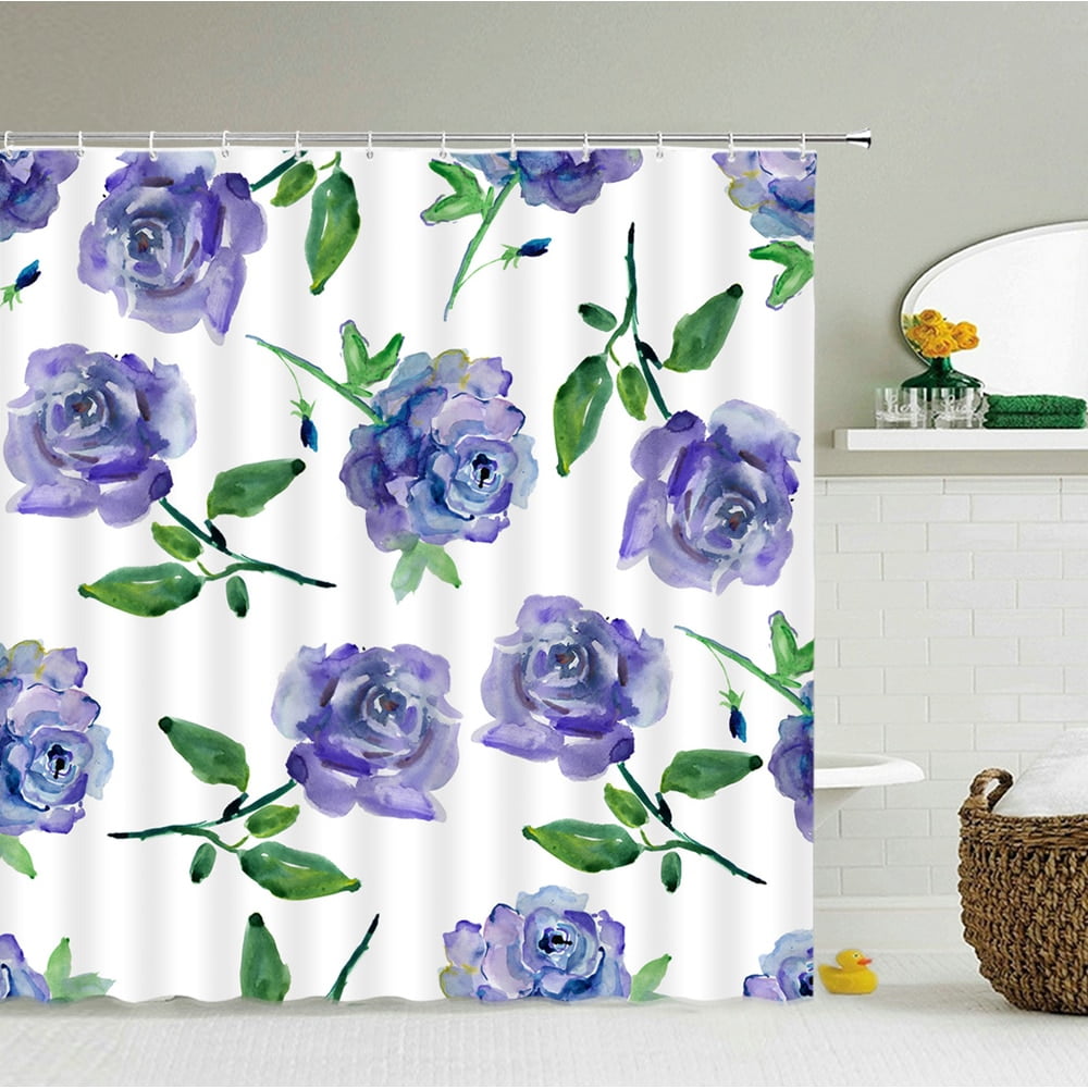 Flowers Green Plant Shower Curtains Bath Curtain 3d Printing Bathroom