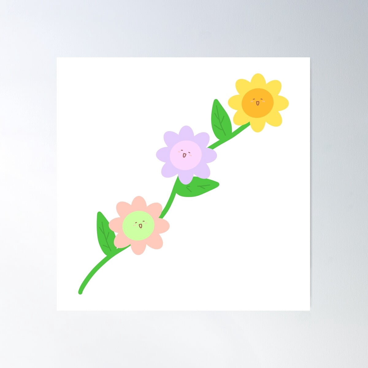 Flowers Hand Drawn Illustration. Little Cute Flowers Cartoon Poster ...