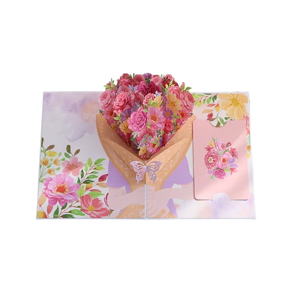Flowers In Hand Greeting Card – 3D Flower Bouquet Pop Up Cards ...