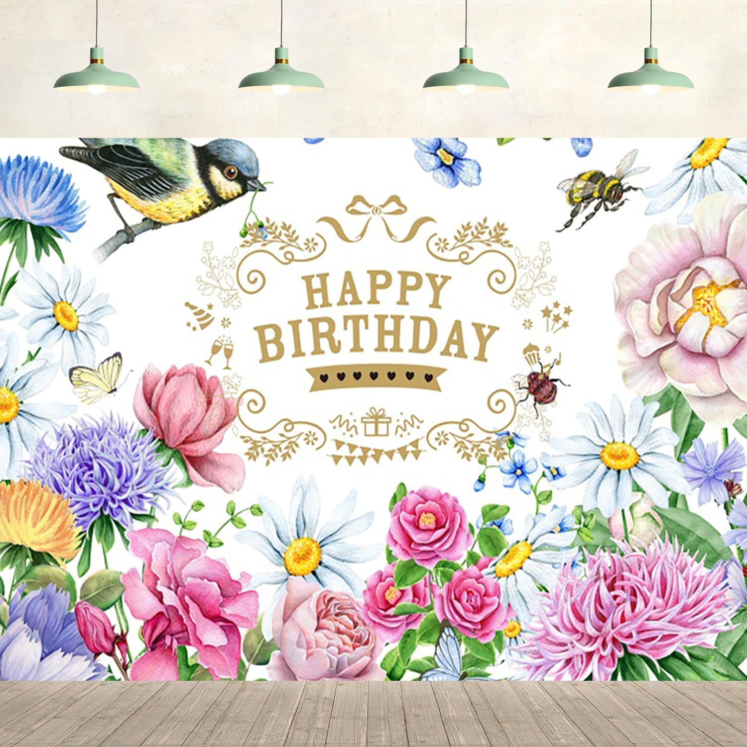 Flowers Happy Birthday Backdrop Wildflower Flora Plants Bird Blossom ...