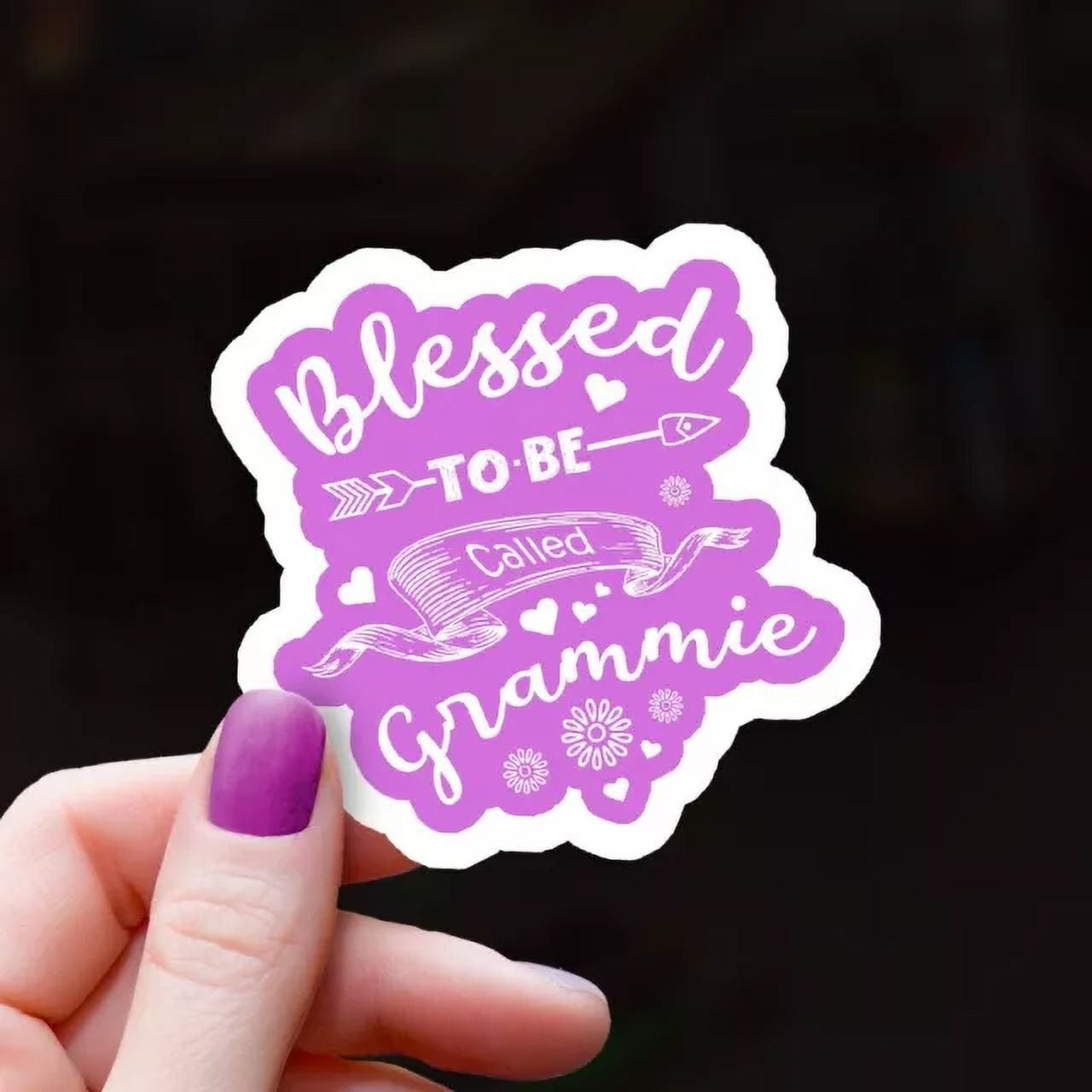 Flowers & Hearts Blessed To Be Called Grammie Sticker Phone Decal Water ...