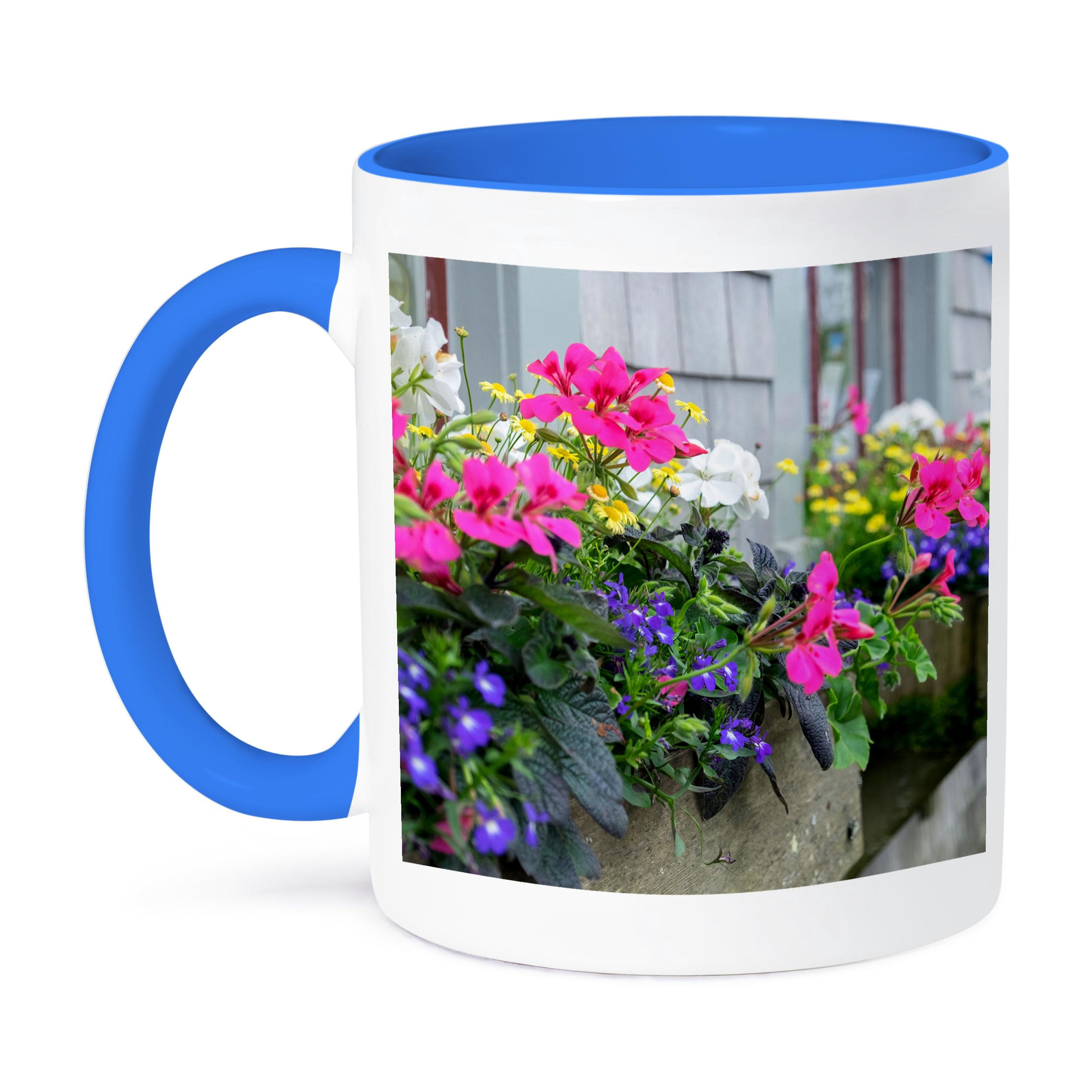 Flowers In Window Boxes, Nantucket, Massachusetts, Usa, 11oz Two-Tone ...