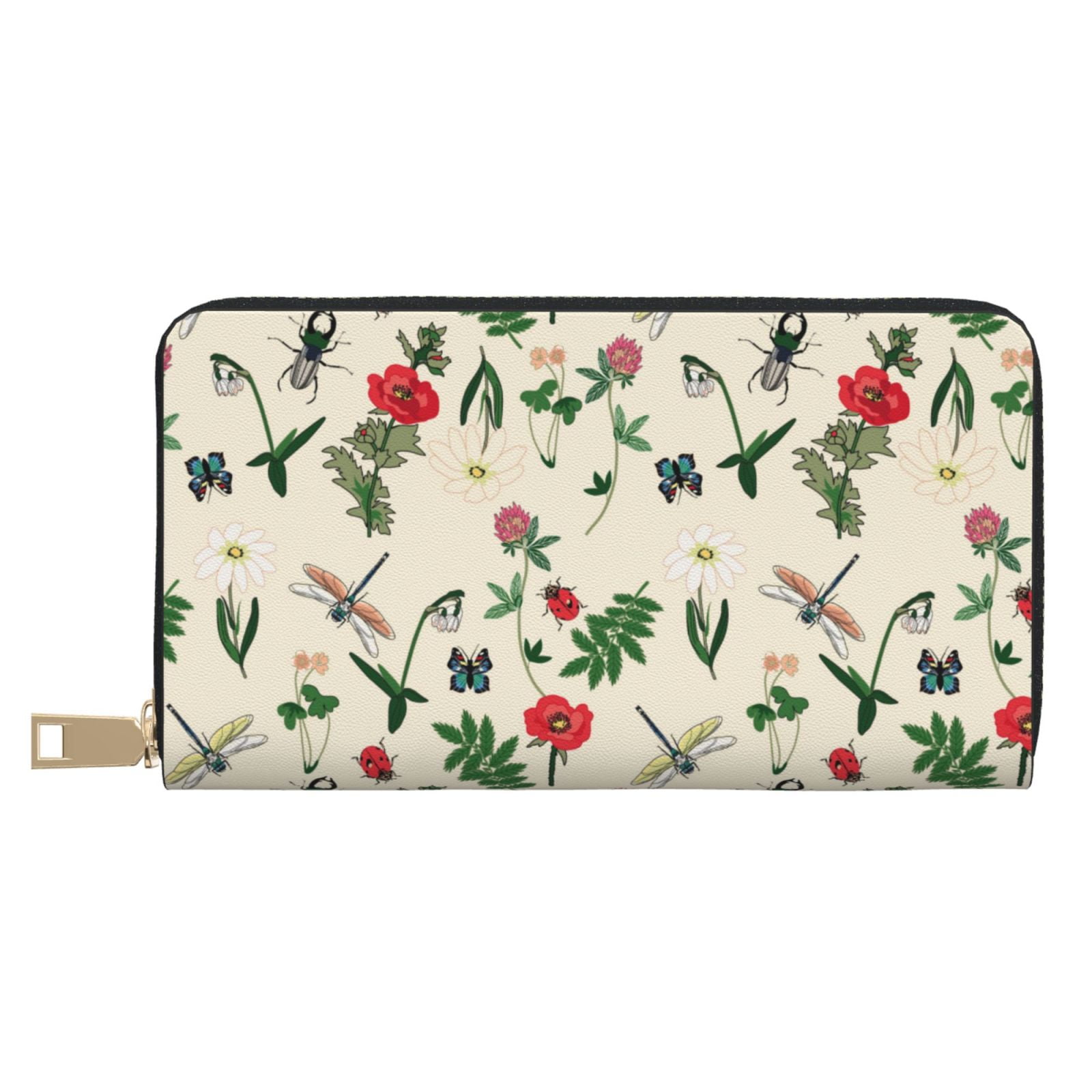 Flowers Insects Wallet Women, Leather Bifold Multi Card Wallet, Women's ...