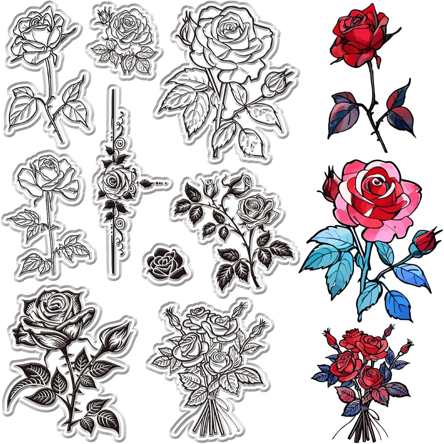 Flowers June Roses Clear Stamps for Card Making Transparent Rubber ...