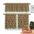 Flowers Kitchen Curtains Valances 3 Piece Set, Ethnic Abstract Red Rose ...