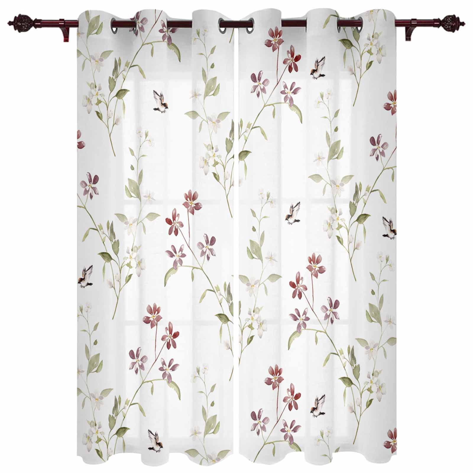 Flowers Leaves Animals Birds Window Curtains for Living Room Luxury ...