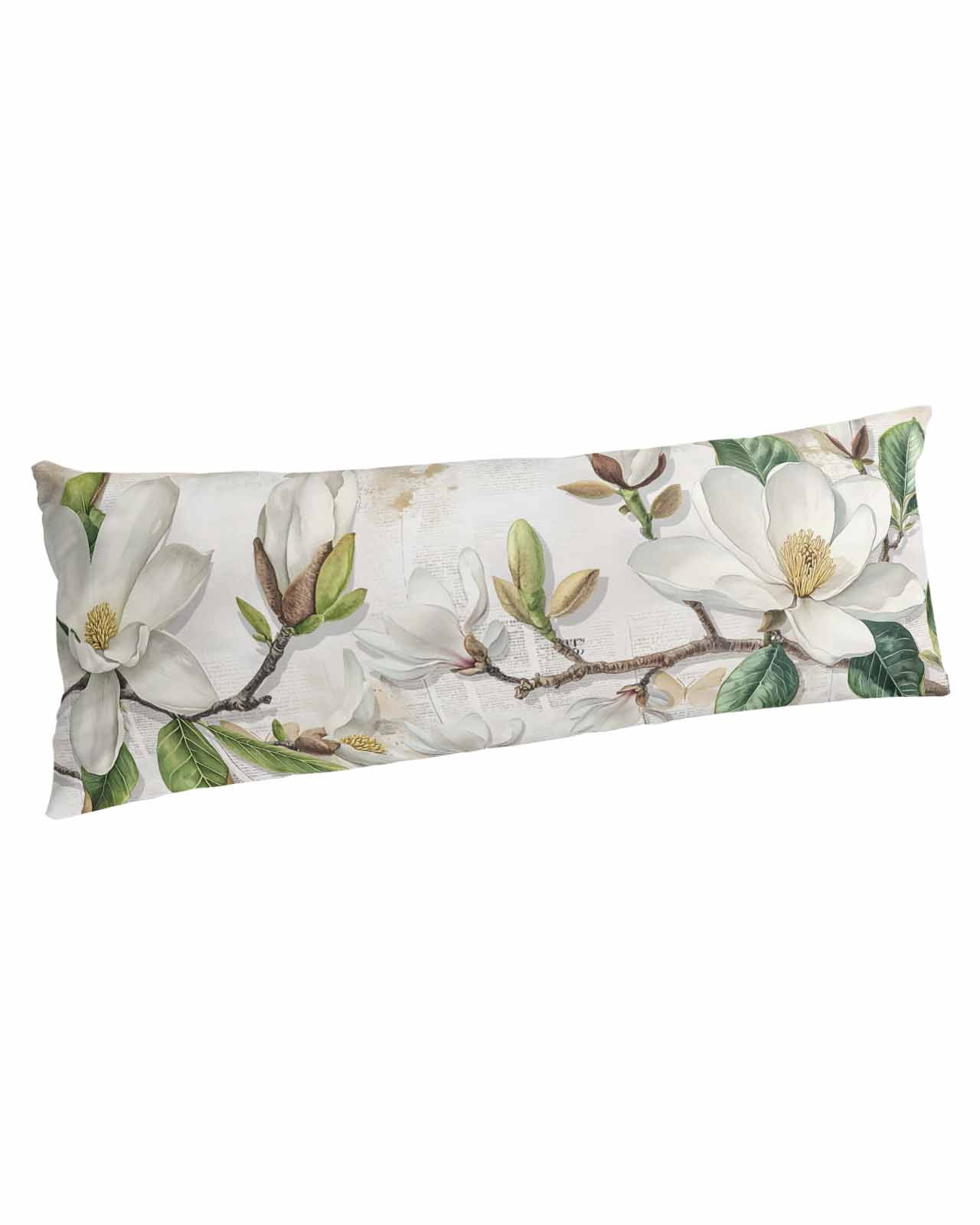 Flowers Leaves Body Pillow Covers, Farmhouse White Botanical Magnolia ...