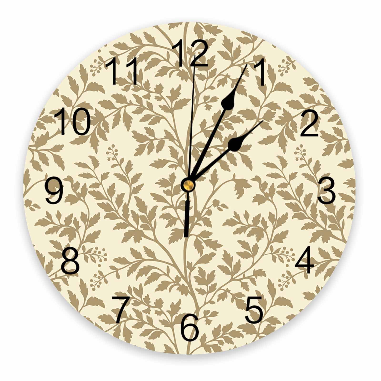 Flowers Leaves Branches Plants PVC Wall Clock Bedroom ration Wall Clock ...