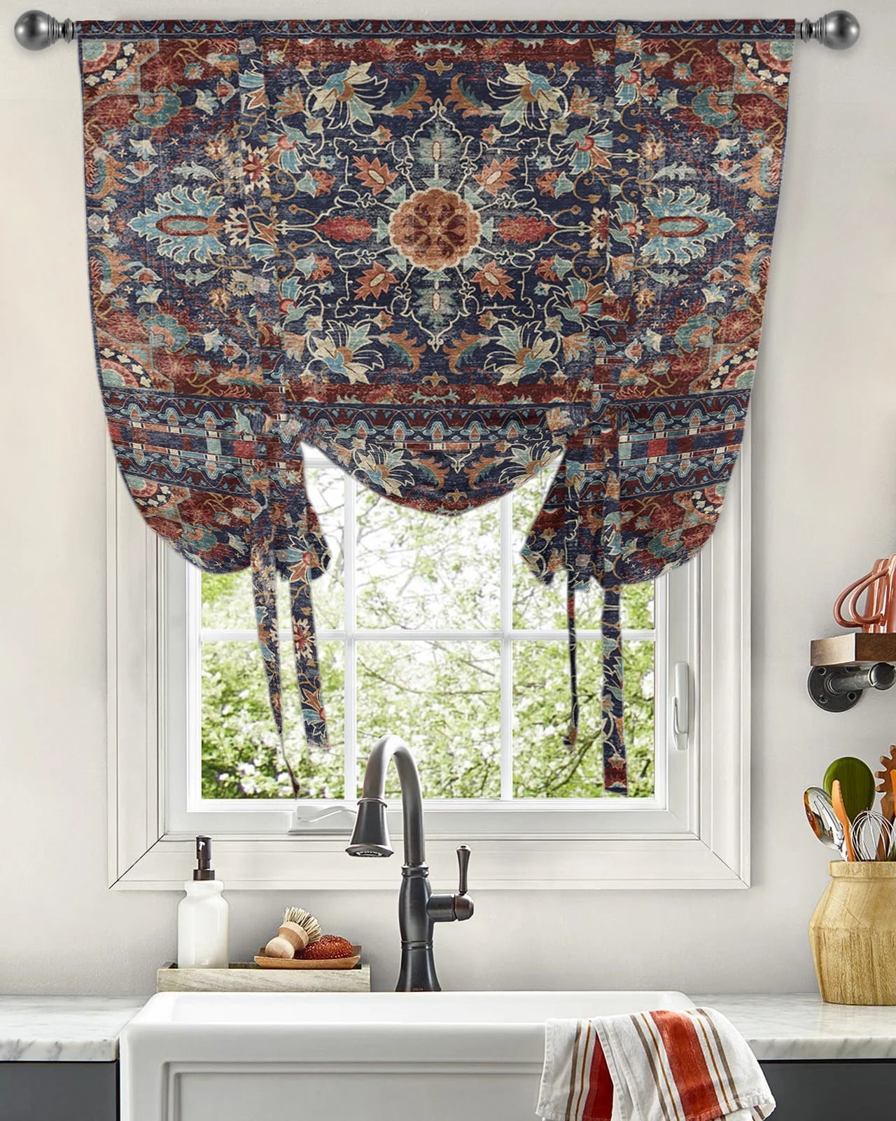 Flowers Leaves Carpet Window Curtain for Living Room Home Decor Roman ...
