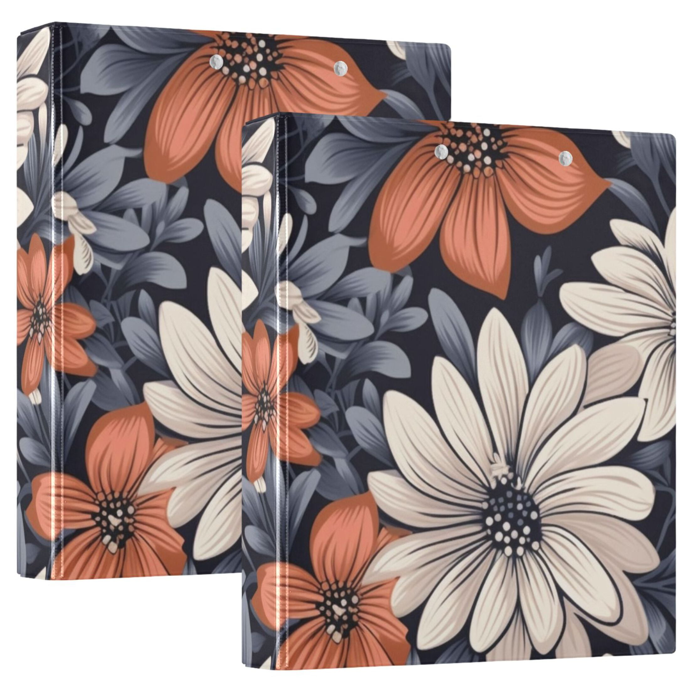 Flowers Leaves Floral 3 Ring Binders 1.5 inch Hardcover File Folders ...