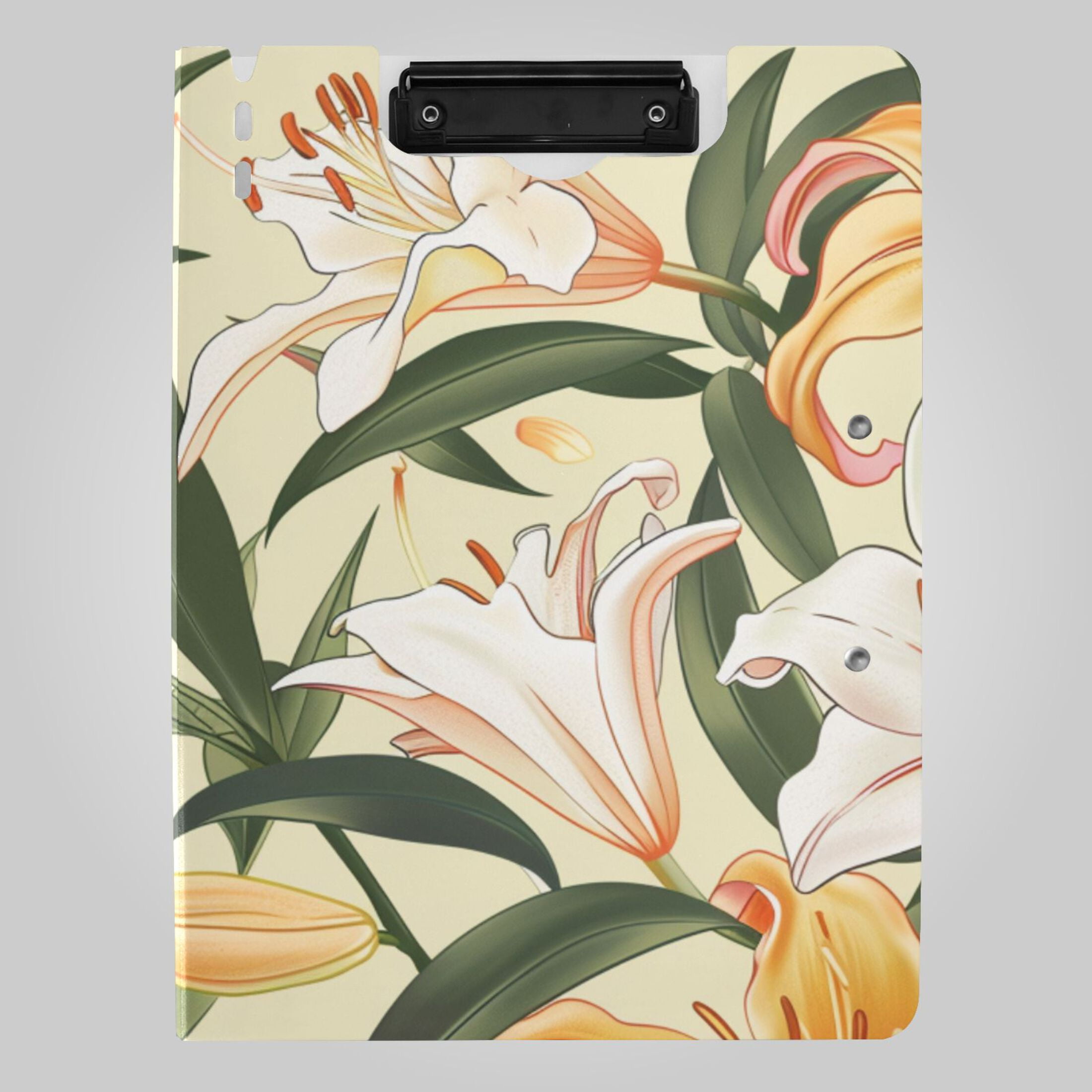 Flowers Leaves Foldable Binder Folder Clipboard with Pen Slot Double ...