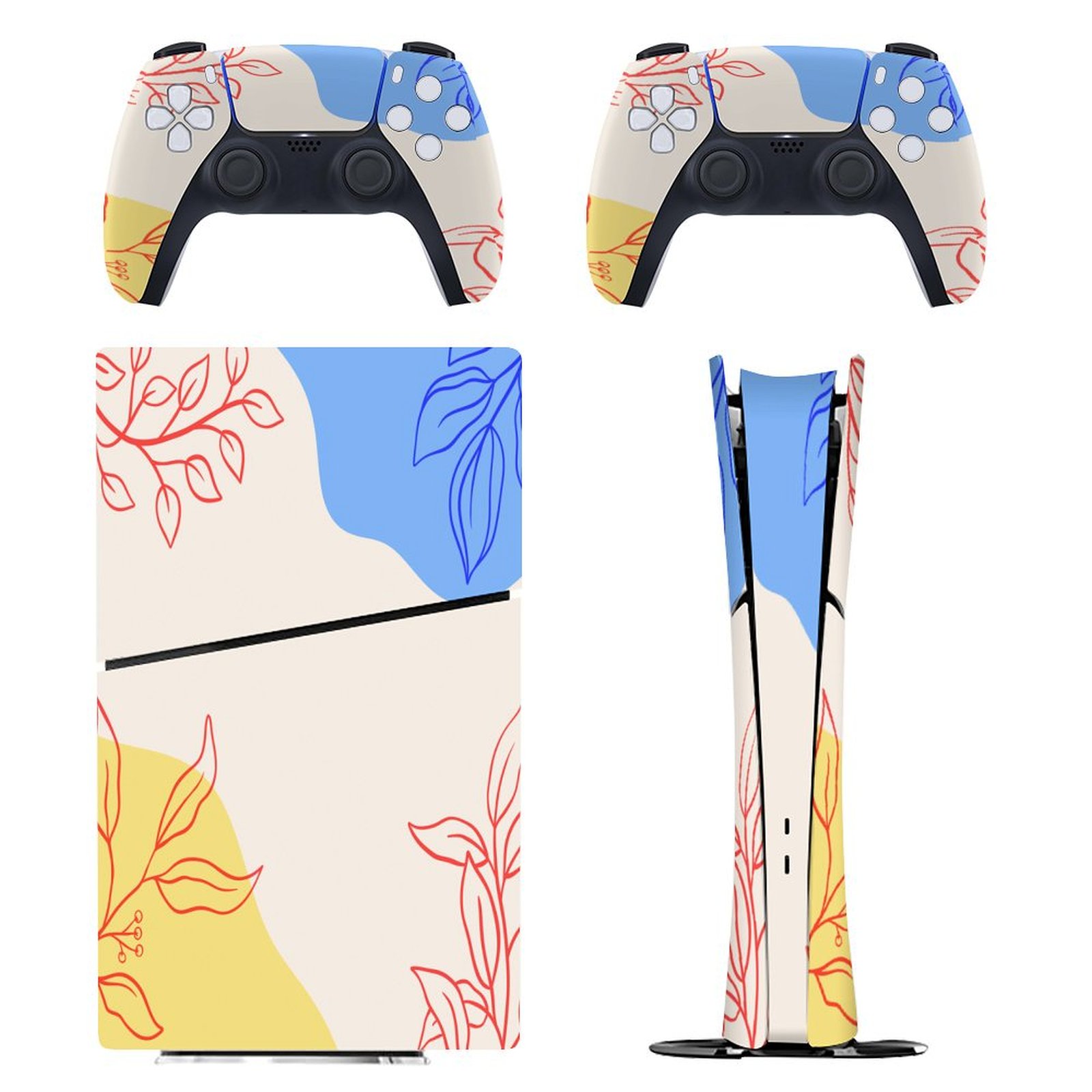 Flowers, Leaves, Geometry, Color Blocks PS5/PS5 Slim Digital Disc Skin ...