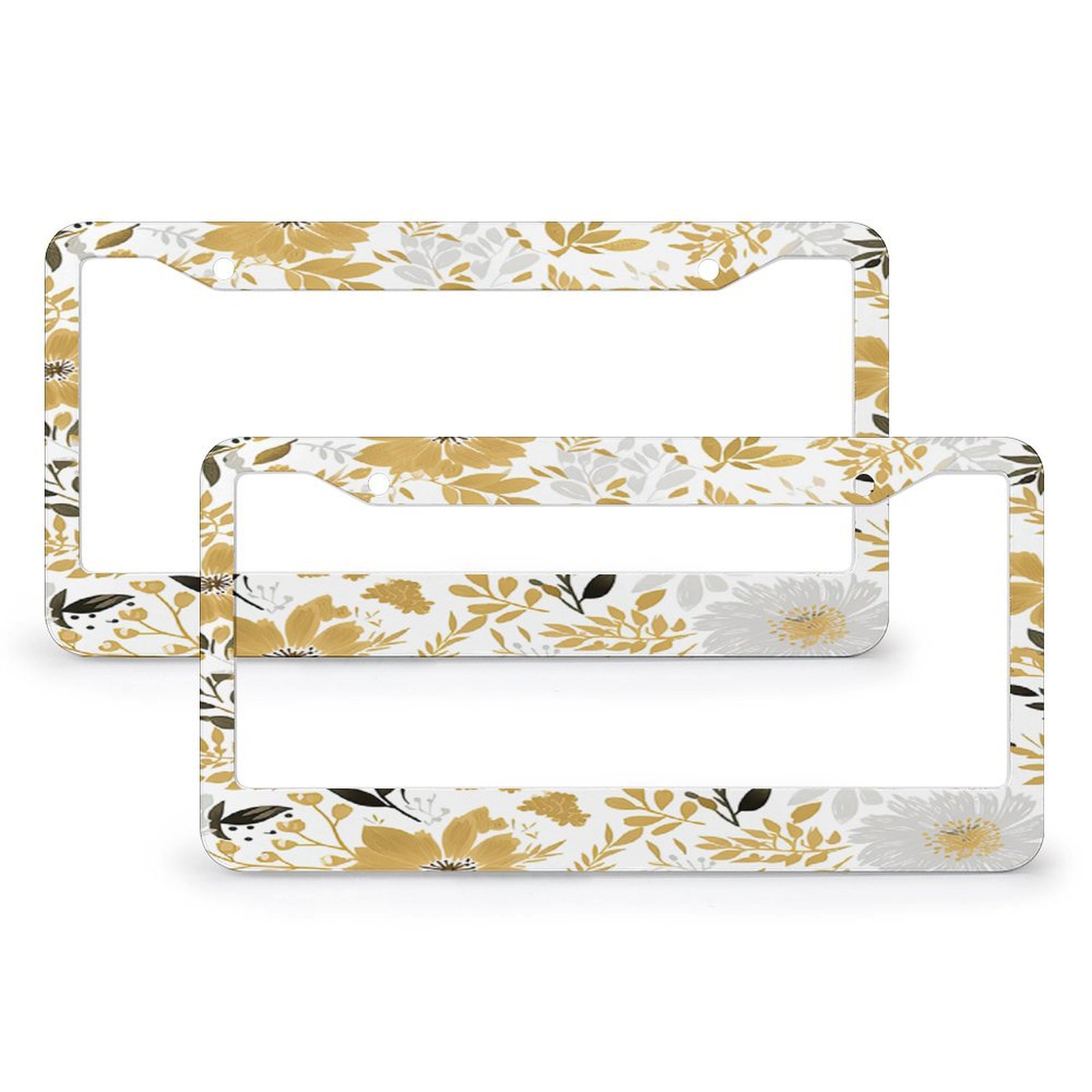 Flowers Leaves License Plate Frame - 2 Pack Aluminum Car Tags Frames ...