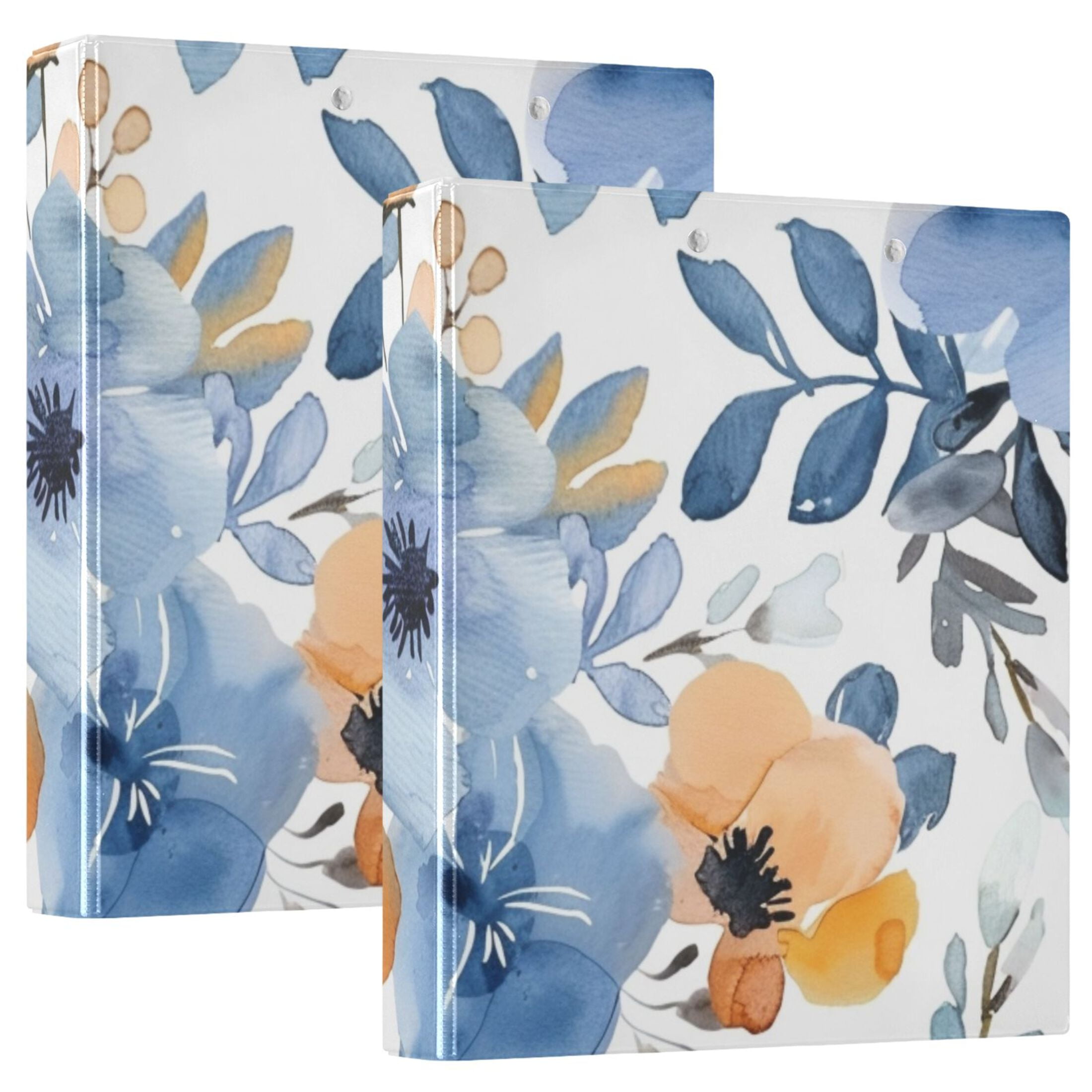 Flowers Leaves Painting 3 Ring Binders 1.5 inch Hardcover File Folders ...