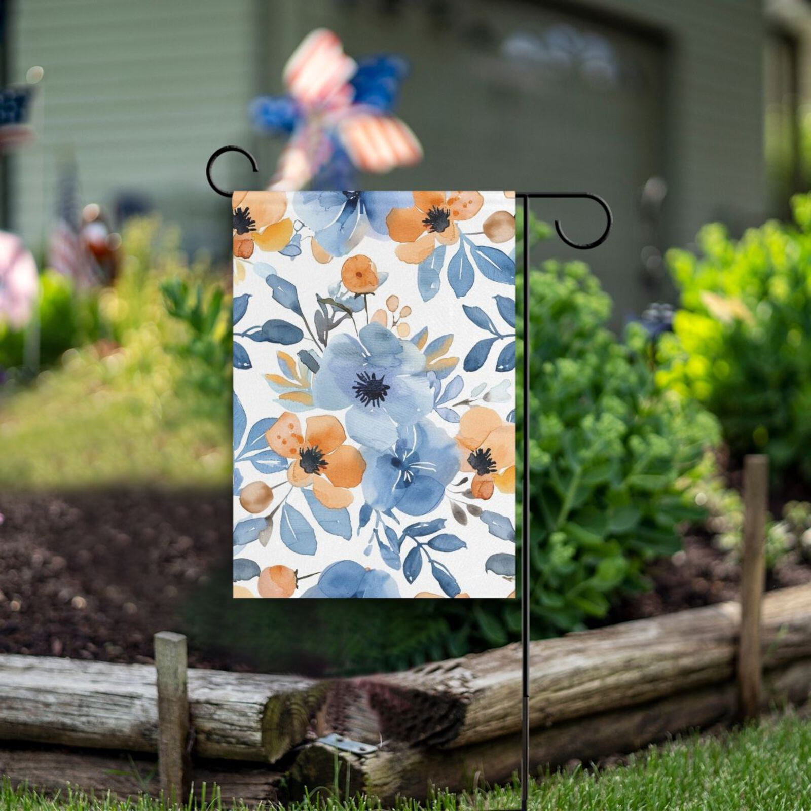 Flowers Leaves Painting Garden Flag Double Sided Outdoor Banners for ...
