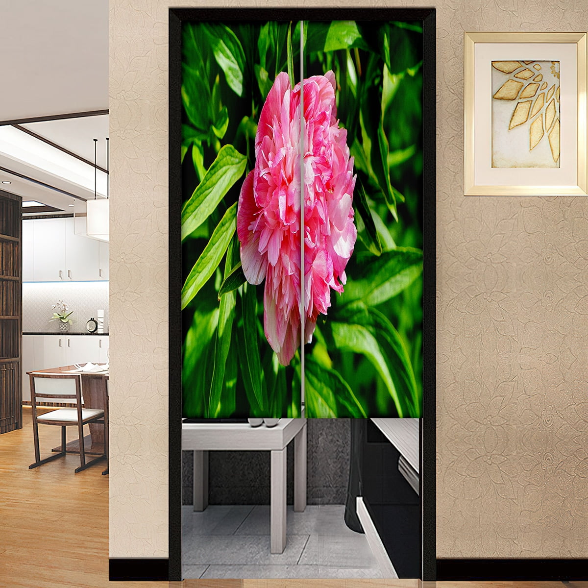 Flowers Leaves Peonies Plant Doorway Curtain Japanese Style Entrance ...