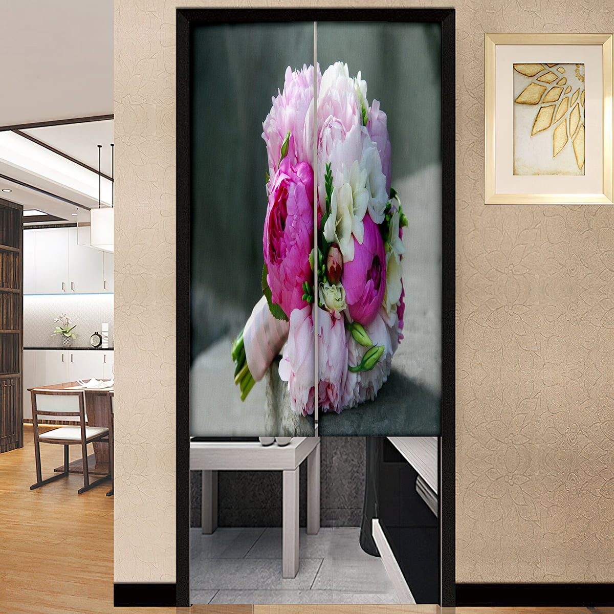 Flowers Leaves Peonies Plant Doorway Curtain Japanese Style Entrance ...