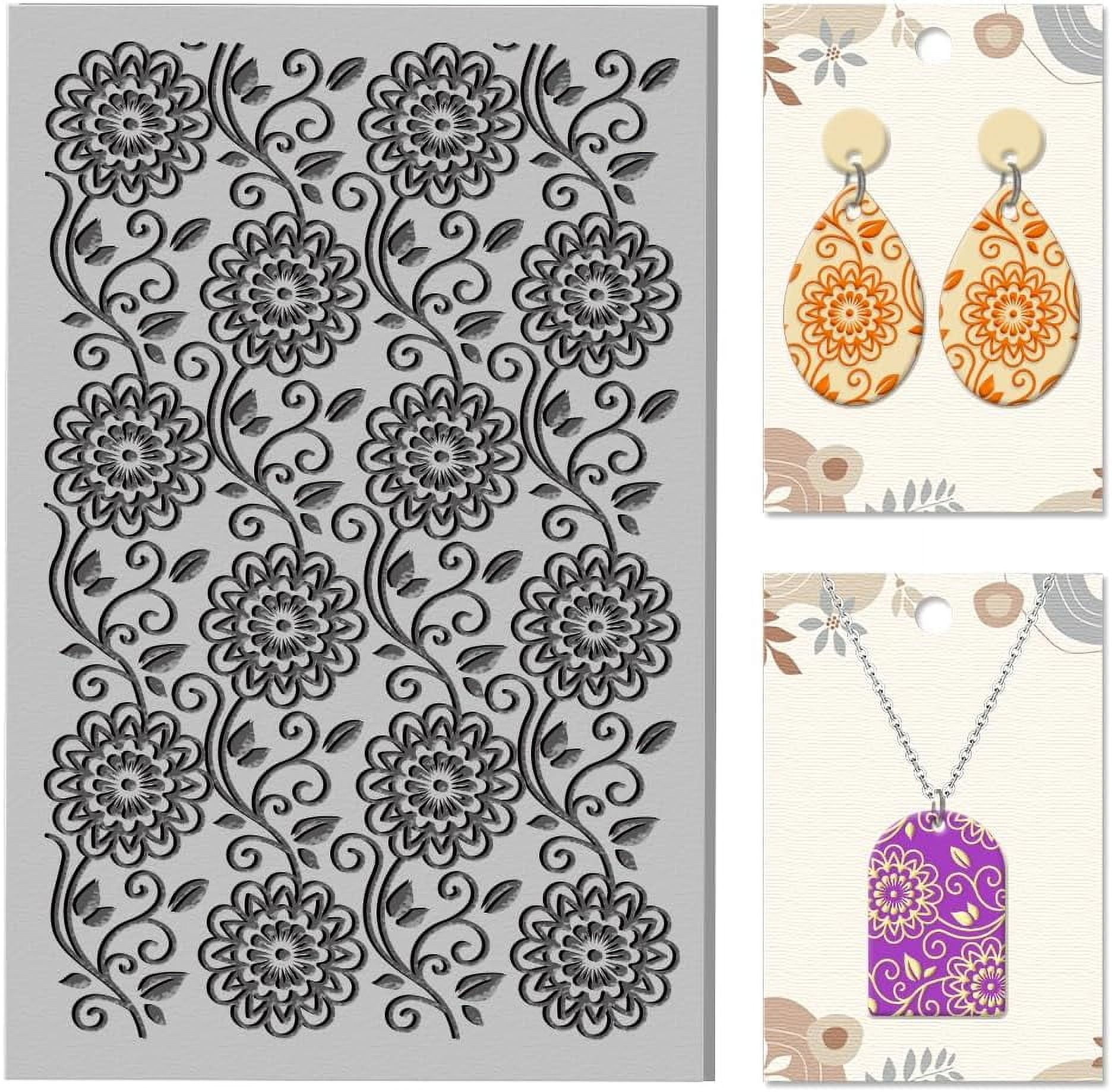 Flowers Leaves Vines Retro Clay Texture Mat Polymer Clay Molds DIY Clay ...