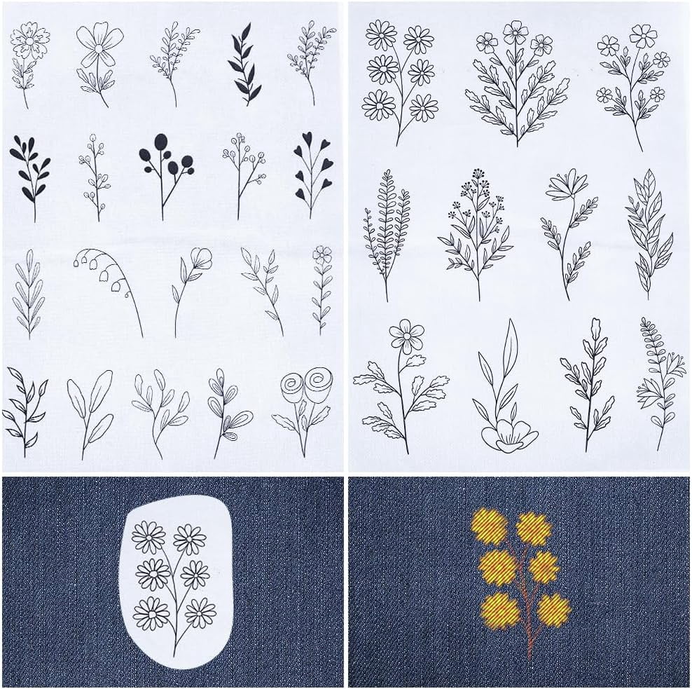 Flowers Leaves Water Soluble Embroidery Stabilizers Plants Hand Sewing ...