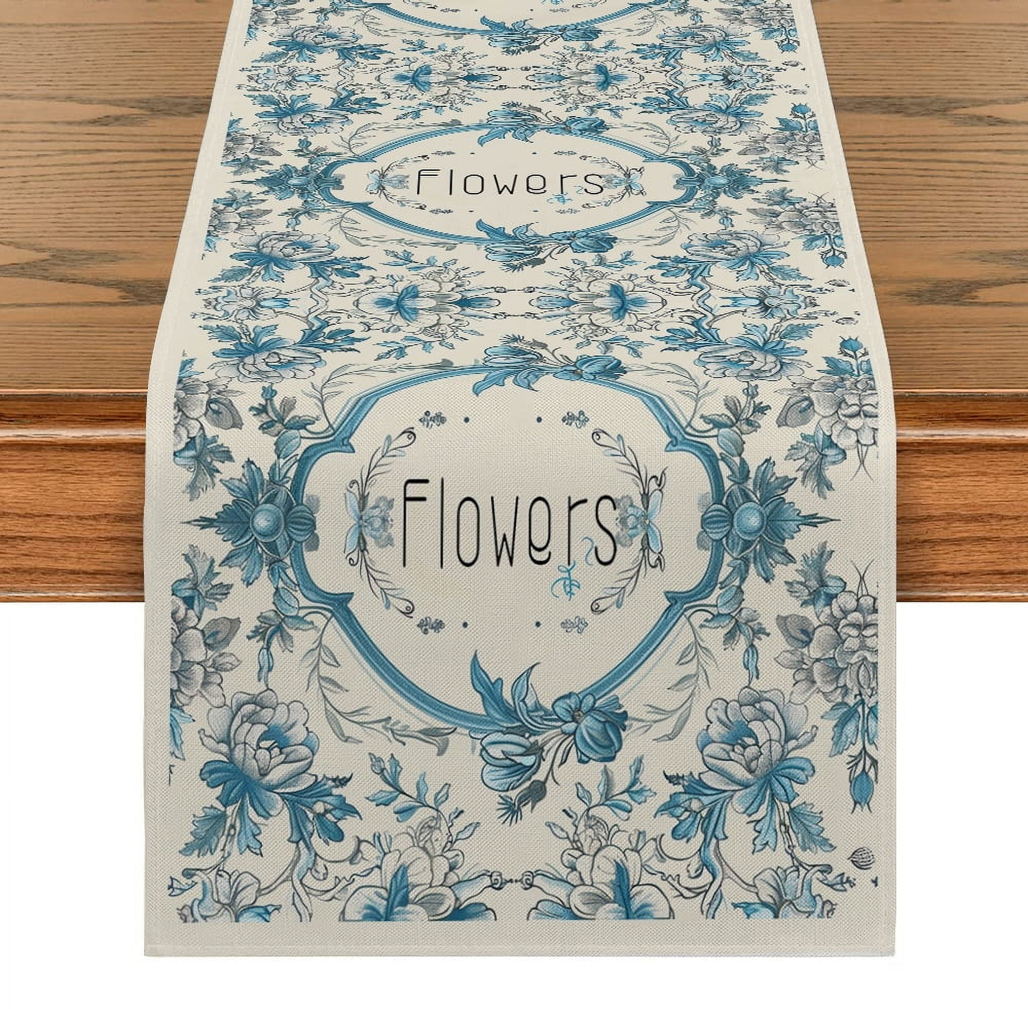 Flowers Lilies Table Runner Kitchen Dining Table ration for Indoor ...