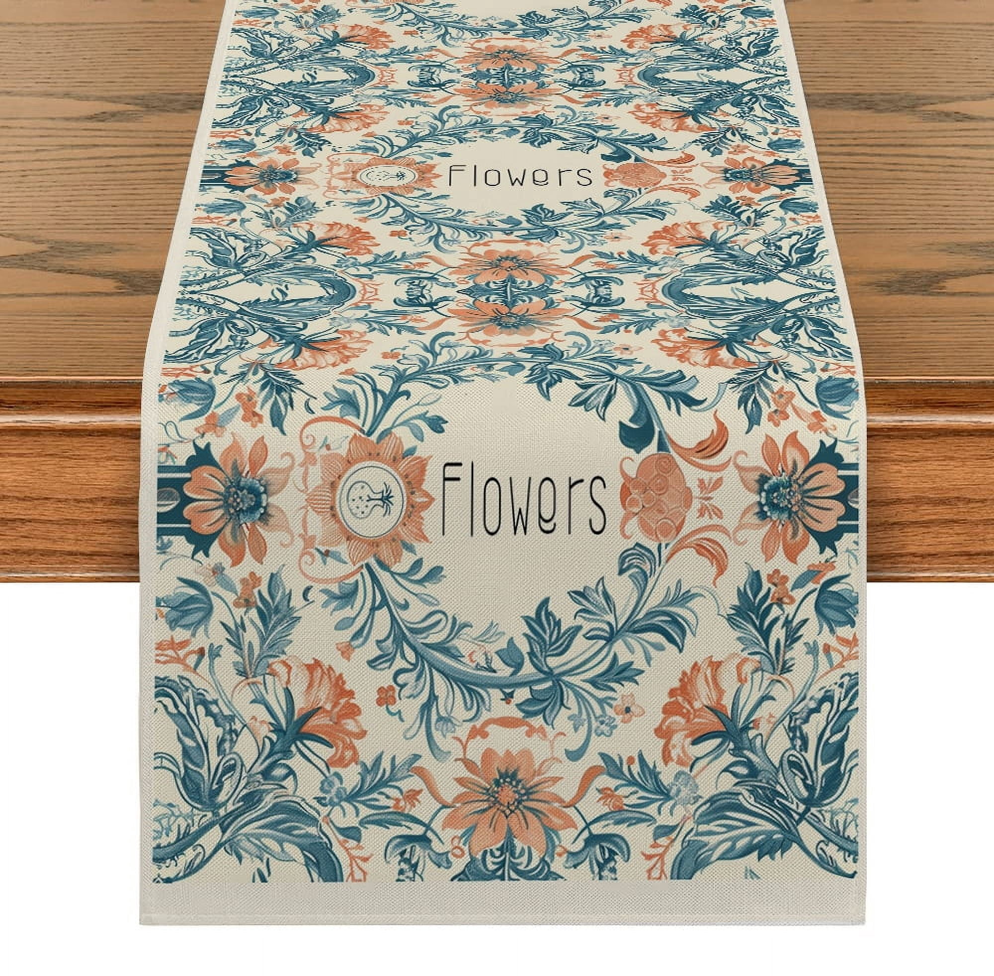 Flowers Lilies Table Runner Kitchen Dining Table ration for Indoor ...