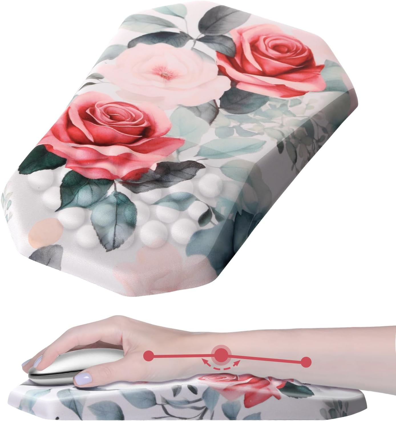 Flowers Mouse Pad With Wrist Rest And Ergonomic Slope,Heart-Shaped ...