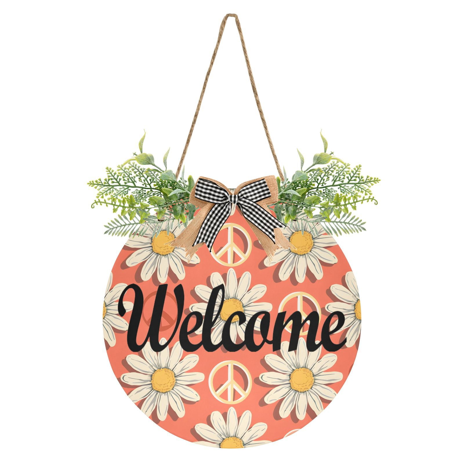 Flowers Of Daisy Welcome Sign for Front Door Wreath Door Sign for ...