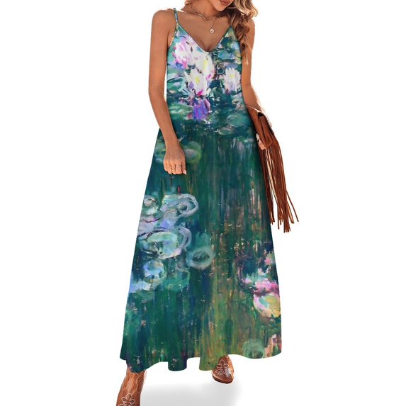 Flowers Oil Painting Dress Floral Print Street Wear Casual Long Dresses ...
