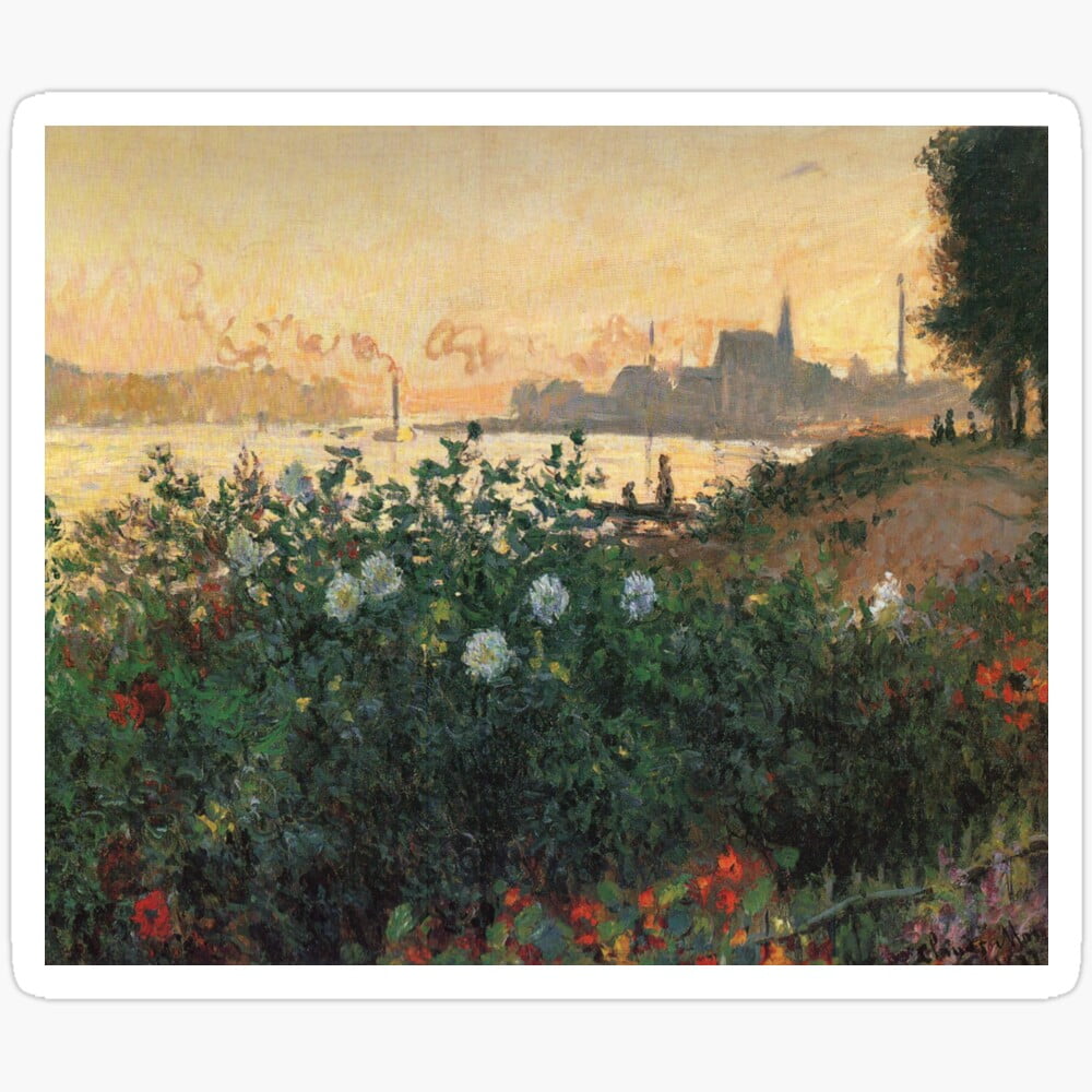 Flowers On The Riverbank At Argenteuil, 1877 By Claude Monet Sticker ...