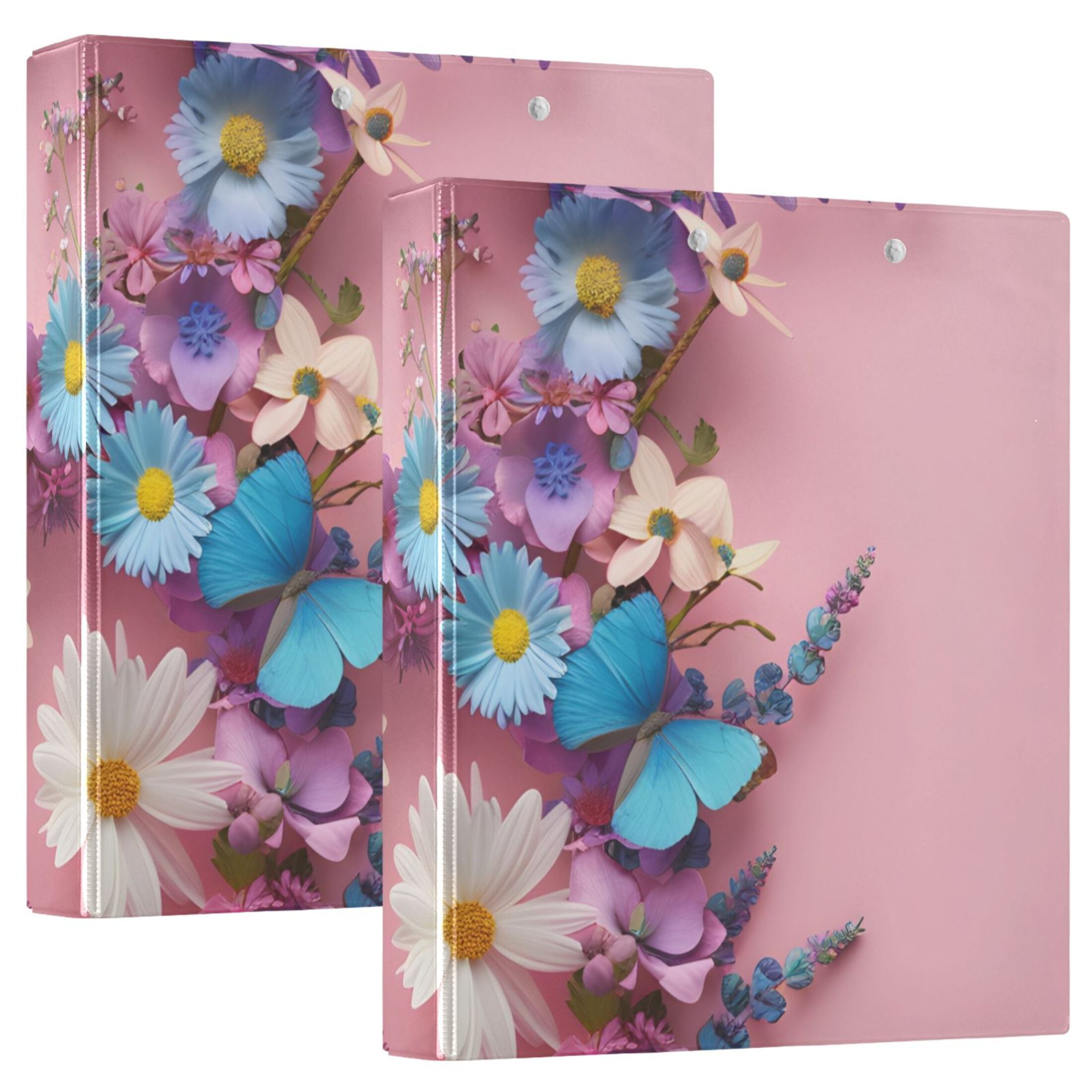 Flowers Or Butterflies 3 Ring Binders 1.5 inch Hardcover File Folders ...