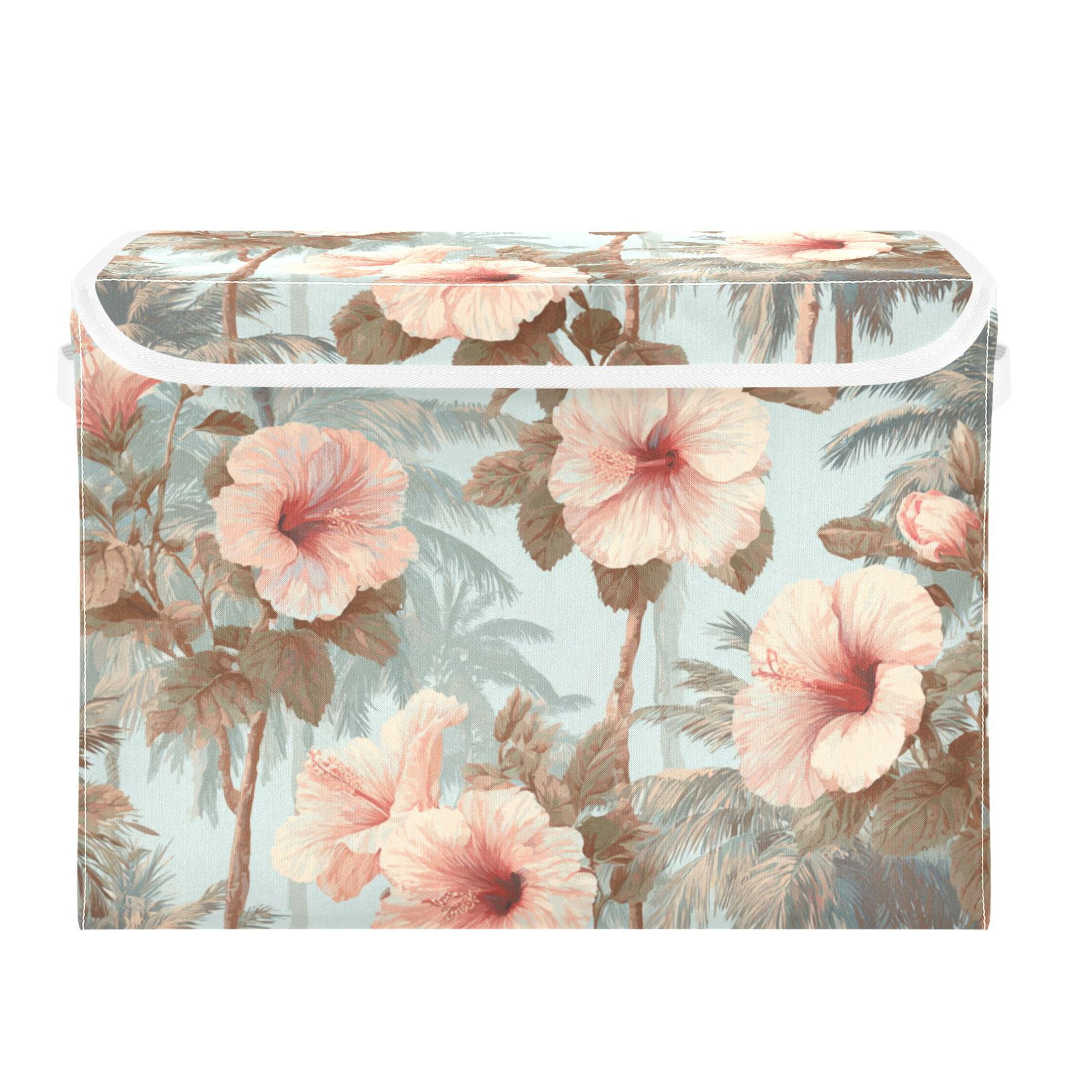 Flowers Palm Trees Tropical Foldable Storage Bin with Lid and Handle ...
