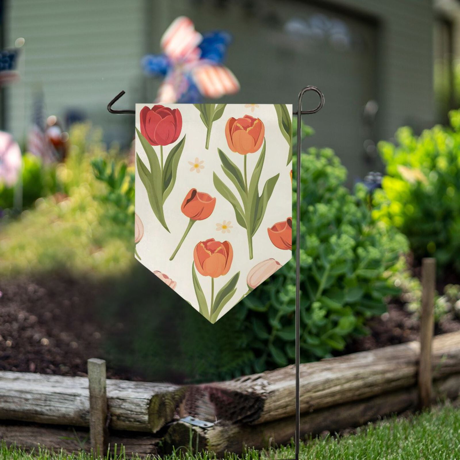 Flowers Partern Garden Flag 18" x 12.5" Double Sided Yard Lawn Outdoor ...