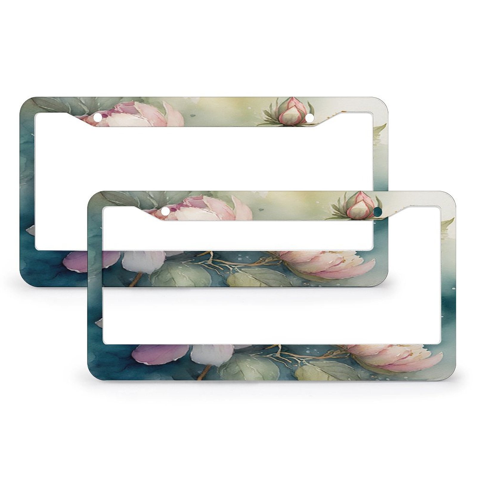 Flowers Pastel License Plate Frame - 2 Pack Aluminum License Plate ...