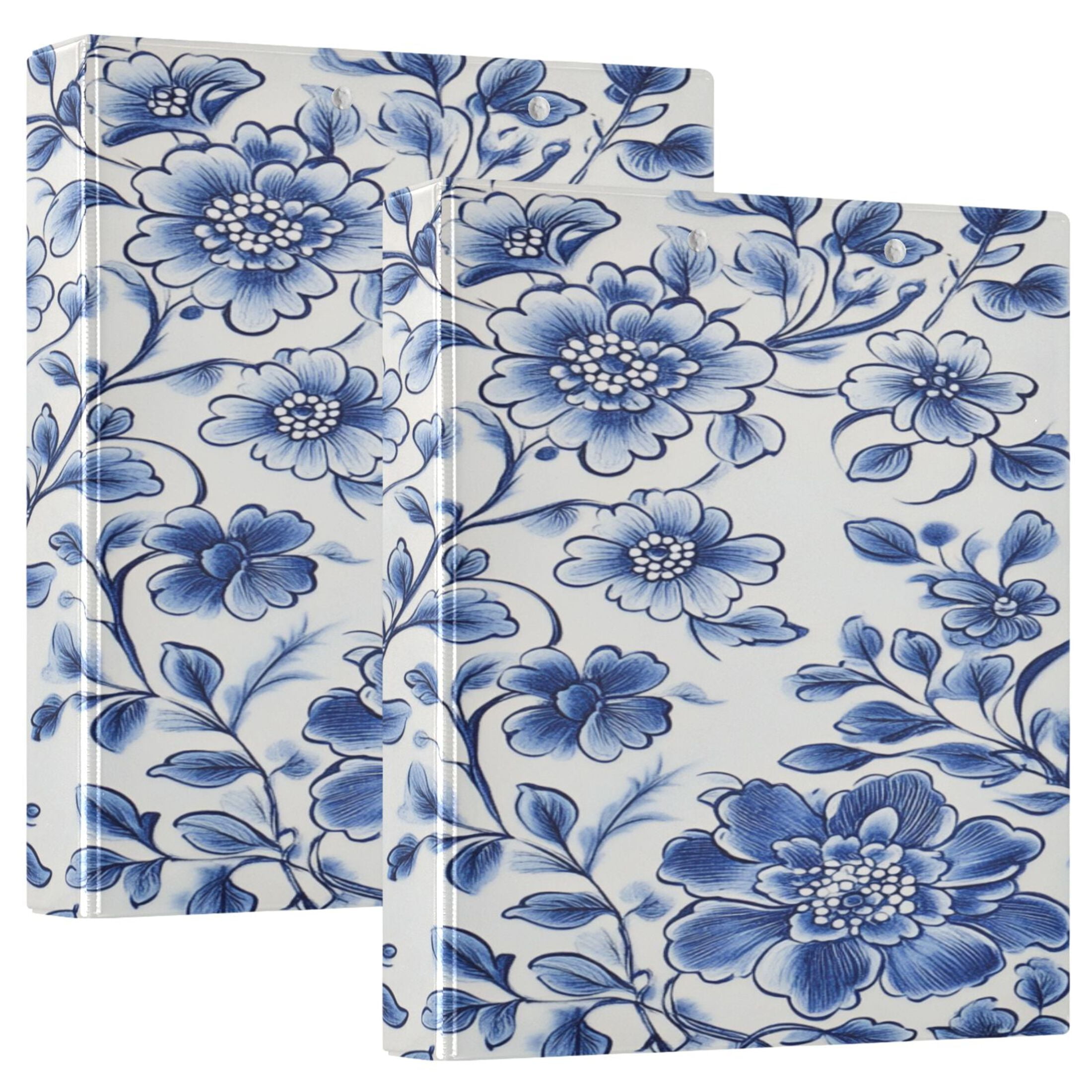 Flowers Pattern 12.4x10.6in PVC Round Ring Binders, 2-Pack, D-Ring 3 ...