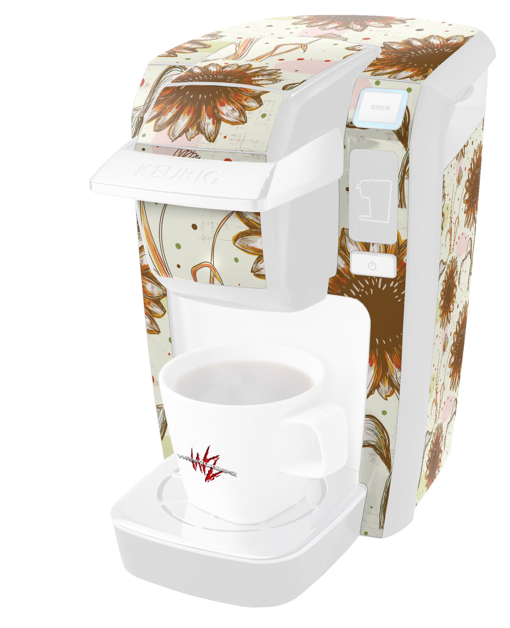 Flowers Pattern 19 - Decal Style Vinyl Skin fits Keurig K10 / K15 Mini ...