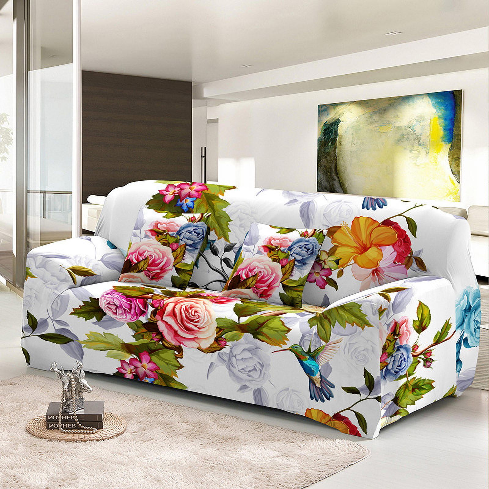 Flowers Pattern Elastic Sofa Covers For Living Room Washable All-cover ...